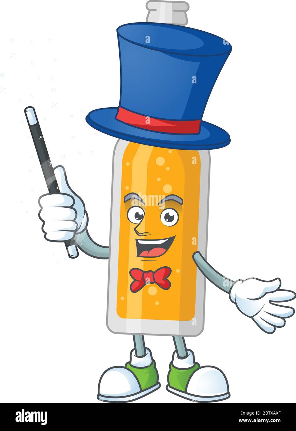 Talented bottle of beer Magician cartoon mascot design style Stock ...