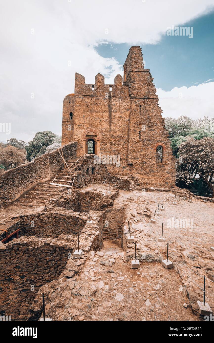 ruins of Fasil Ghebbi, Royal fortress-city castle in Gondar, Ethiopia ...