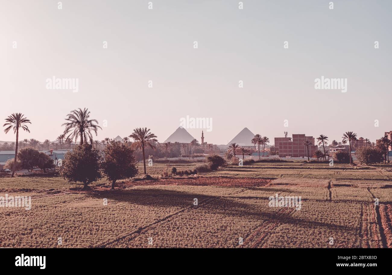 Panorama of the Great Pyramids of Giza, Egypt architecture, View from ...