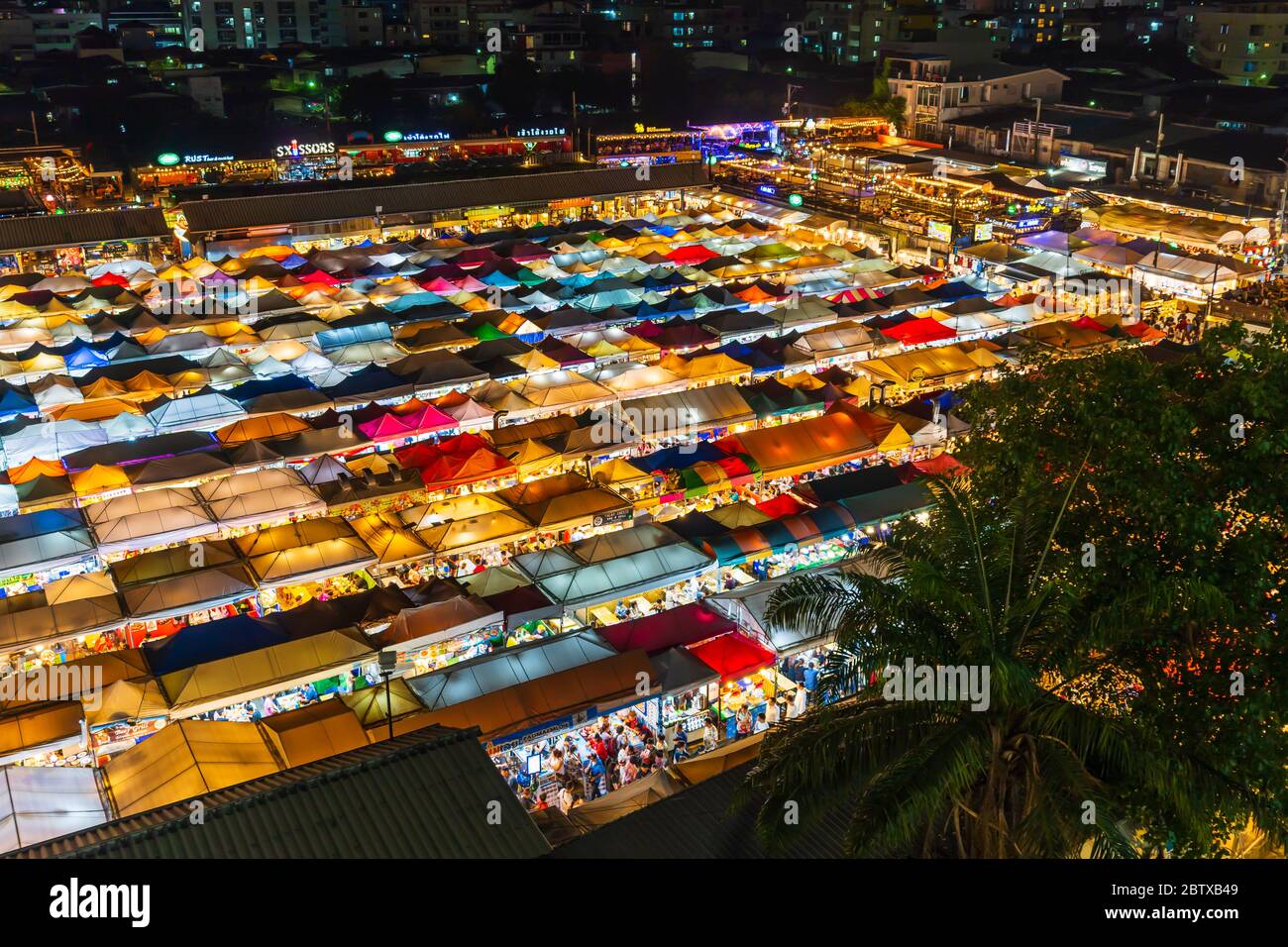 Bangkok, Thailand - Dec 6 ,2019 : Top view of Train Night Market ...