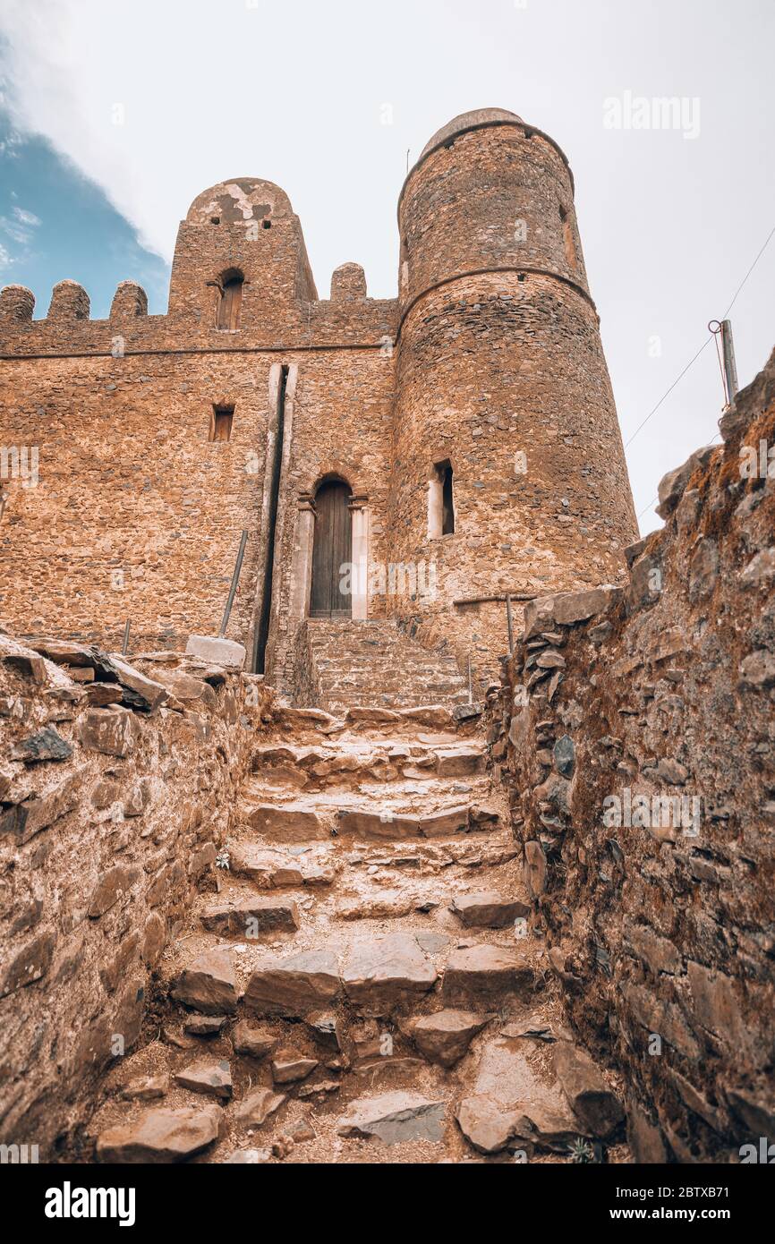 ruins of Fasil Ghebbi, Royal fortress-city castle in Gondar, Ethiopia ...