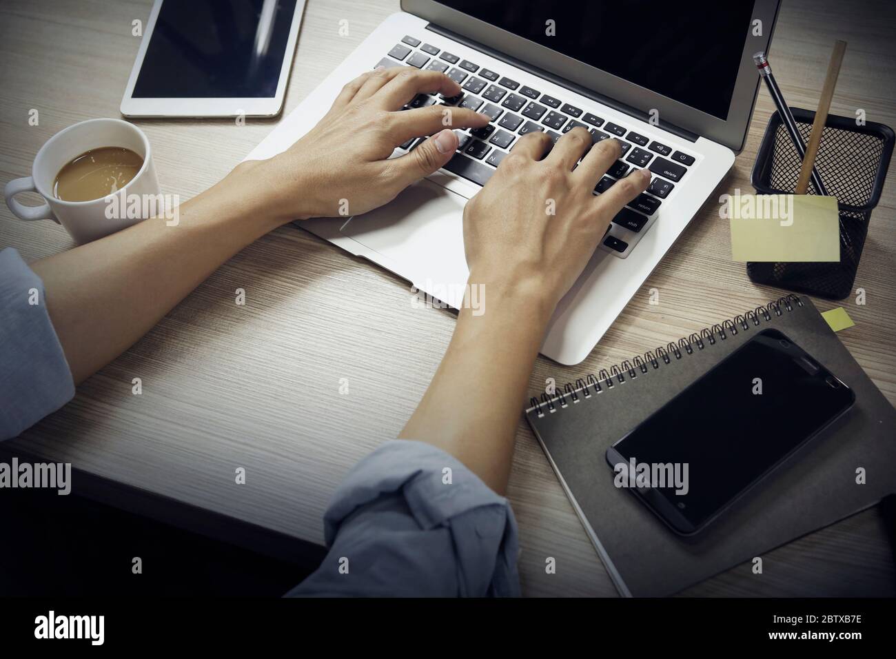 Young Business Man Working Hard, at the office table, time lapse ...