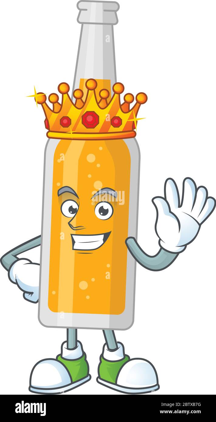 A charming King of bottle of beer cartoon character design with gold ...