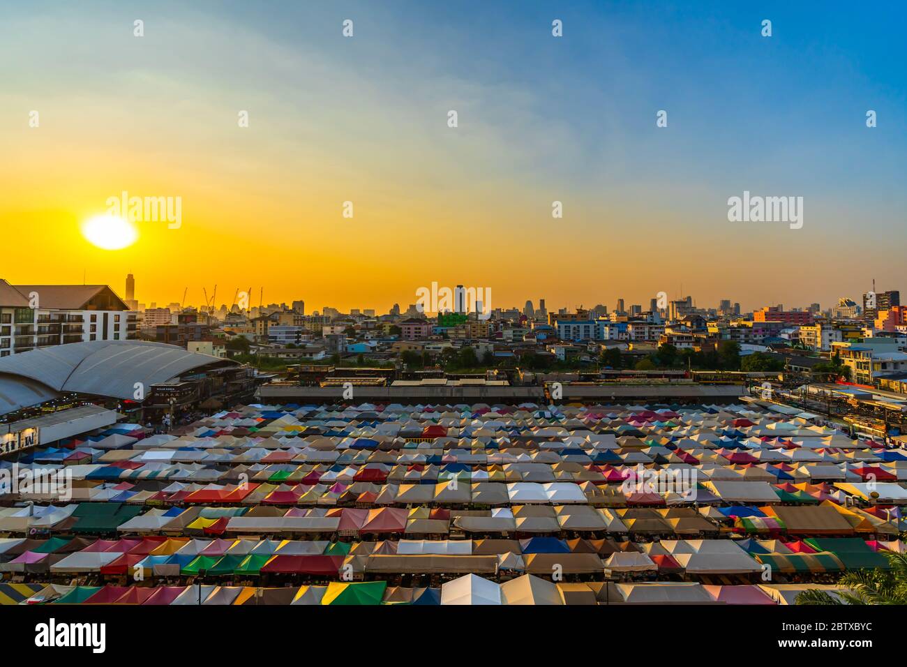 Bangkok, Thailand - Dec 6 ,2019 : Top view of Train Night Market ...