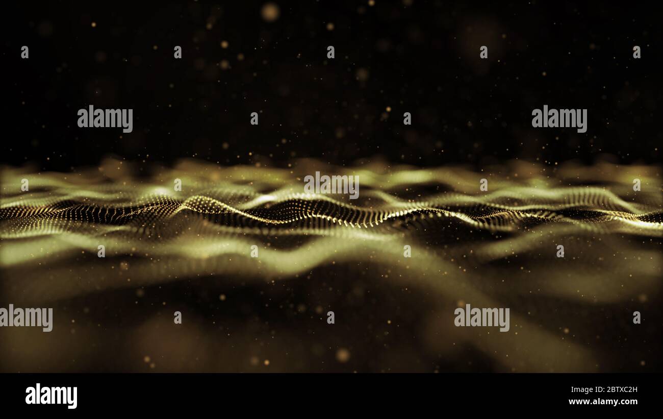 golden wave sparkle and light particle background Stock Photo - Alamy