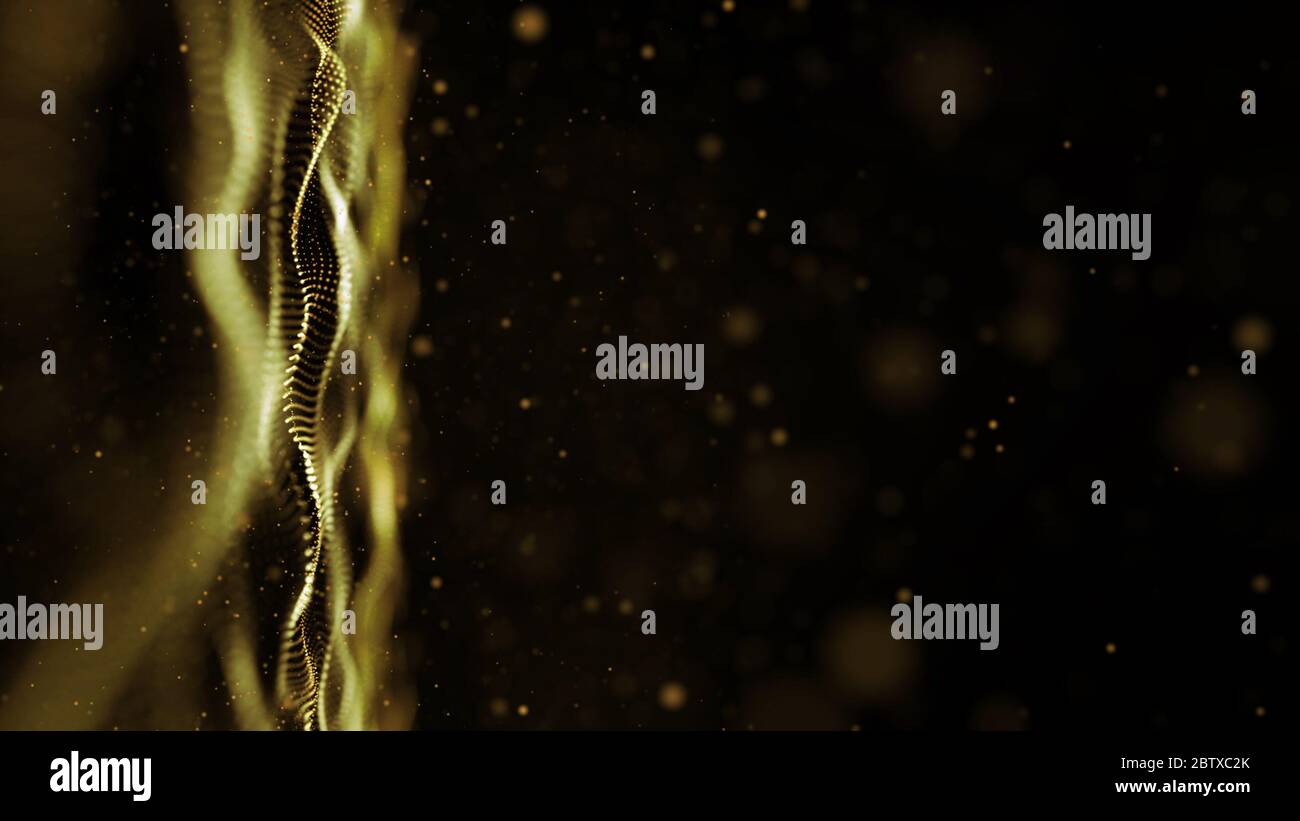 golden wave sparkle and light particle background Stock Photo - Alamy