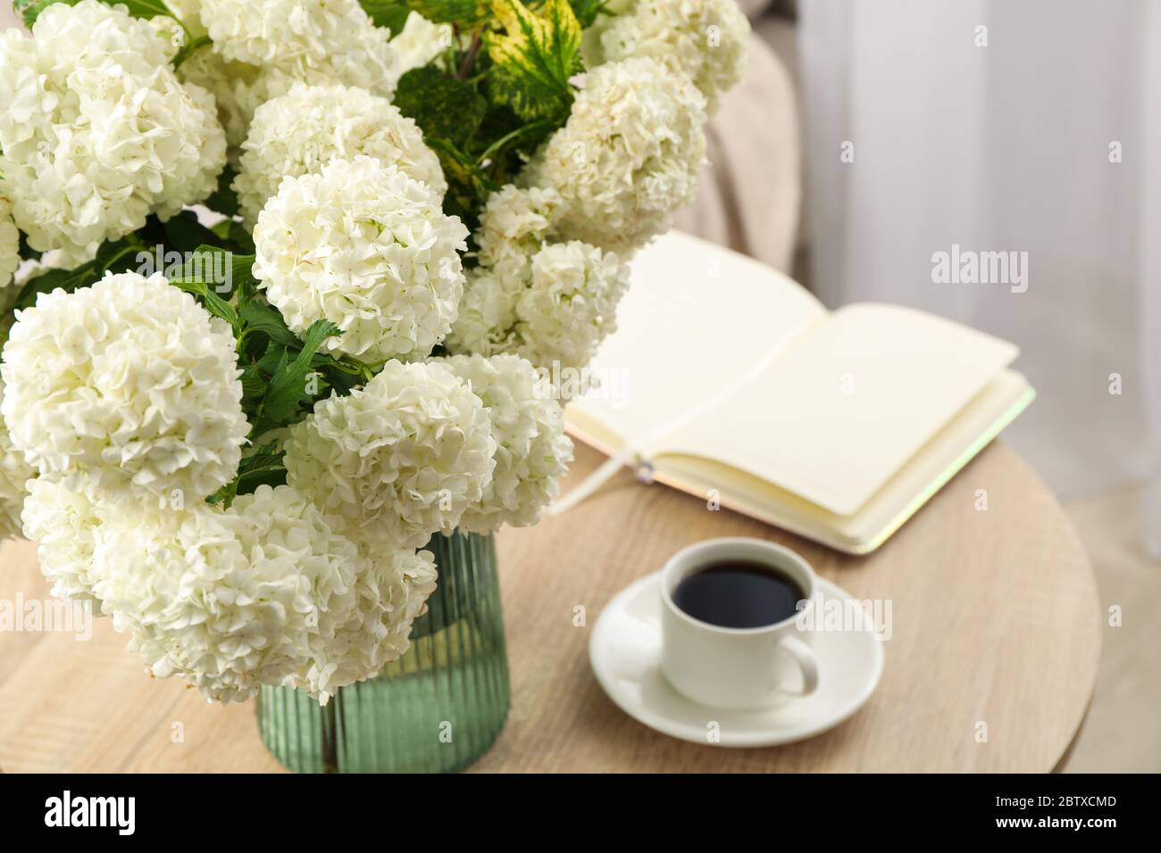 Composition with hydrangea flowers indoor. Spring plant Stock Photo - Alamy