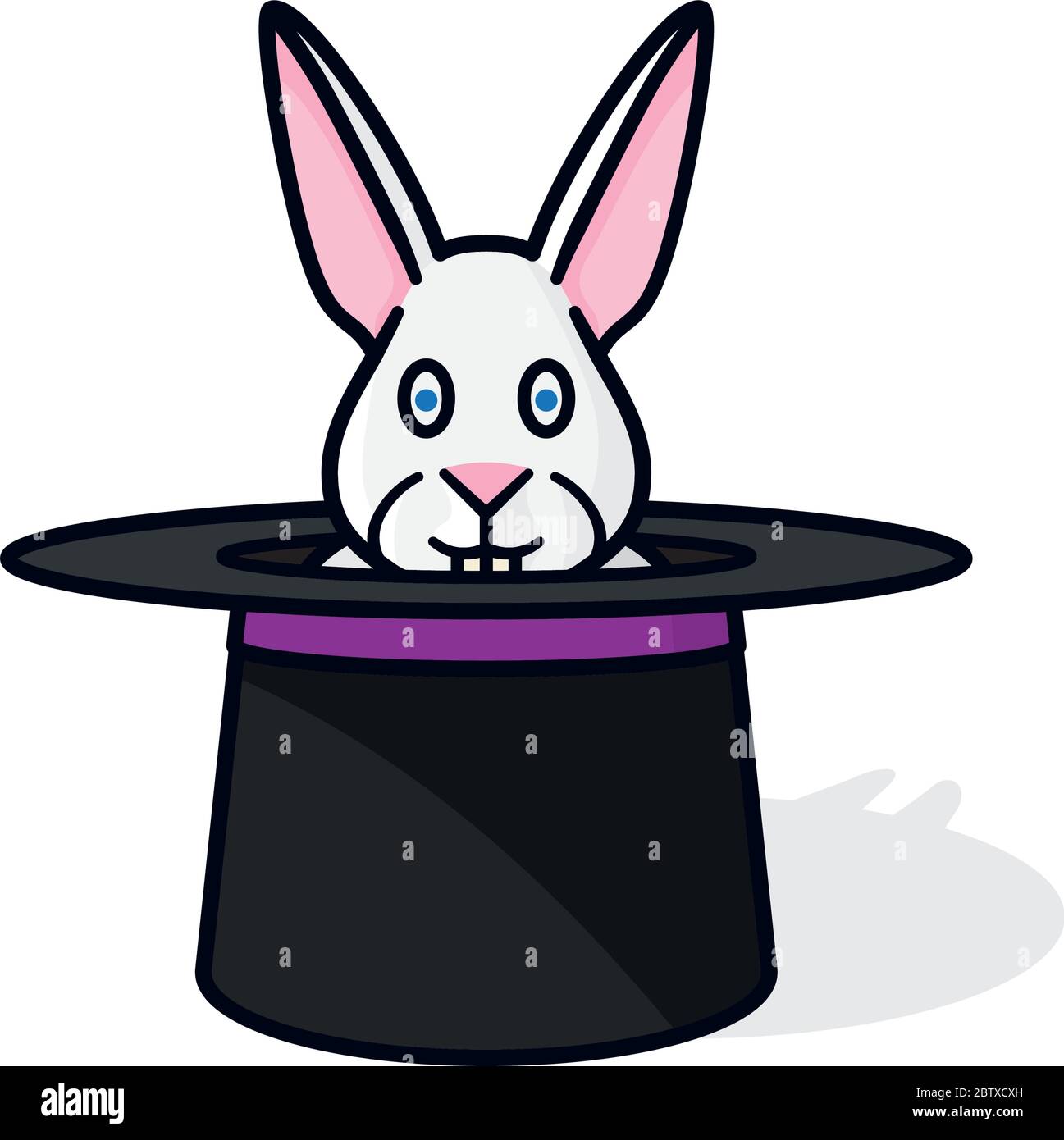 White rabbit in magicians top hat isolated vector illustration for ...