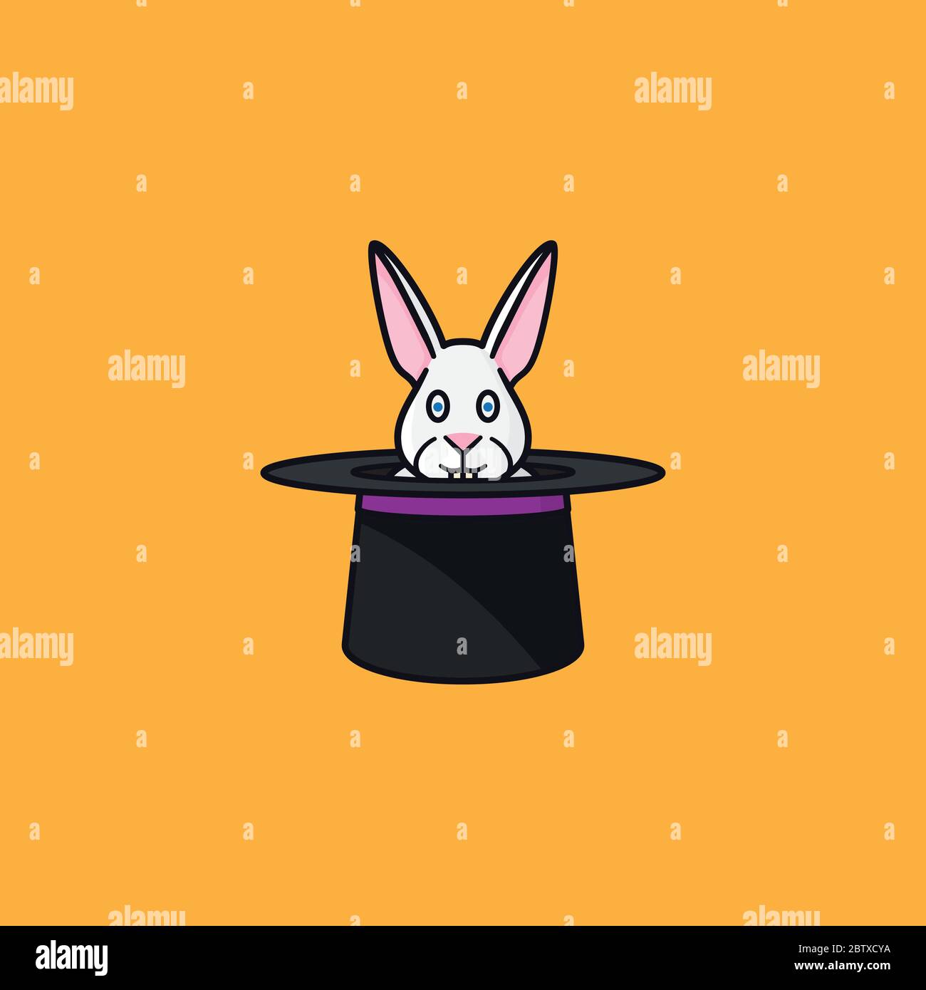 White rabbit in magicians top hat vector illustration for magic Day on ...