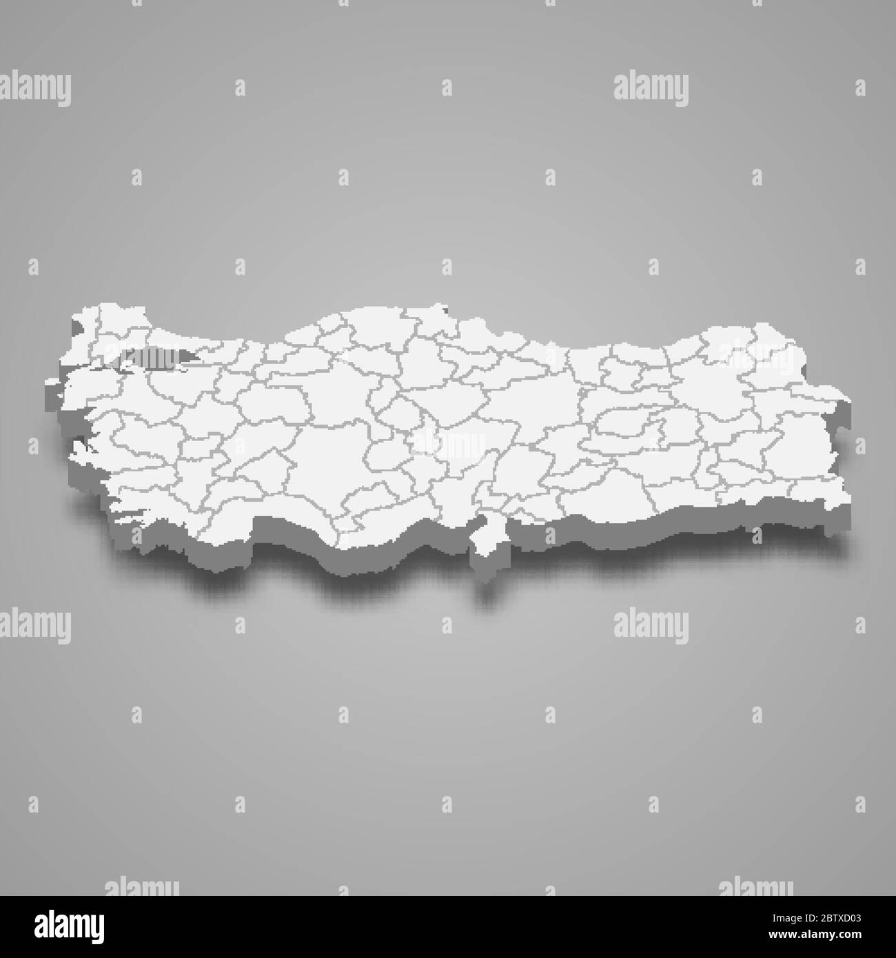 3d map of Turkey with borders of regions Stock Vector Image & Art - Alamy