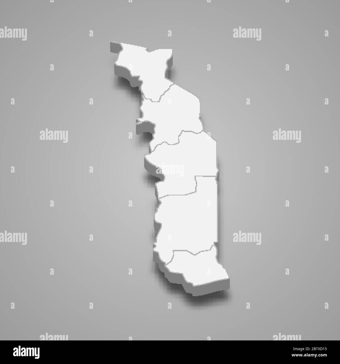 3d map of Togo with borders of regions Stock Vector Image & Art - Alamy