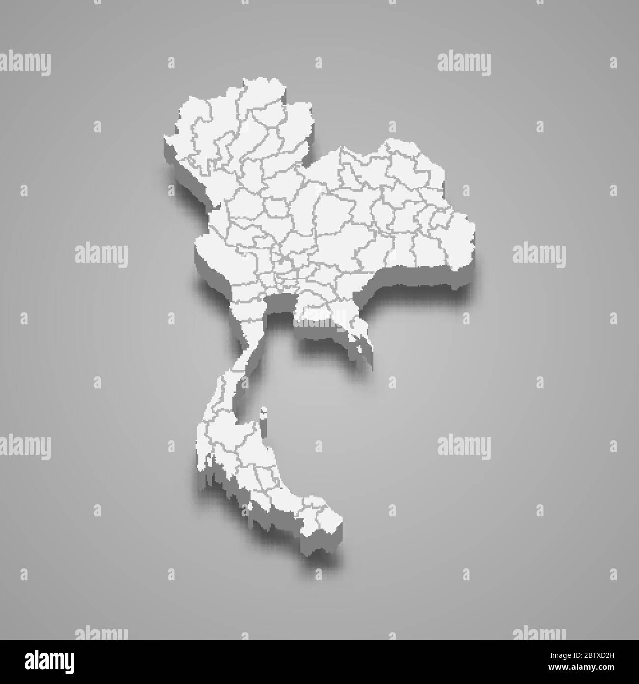 3d map of Thailand with borders of regions Stock Vector Image & Art - Alamy