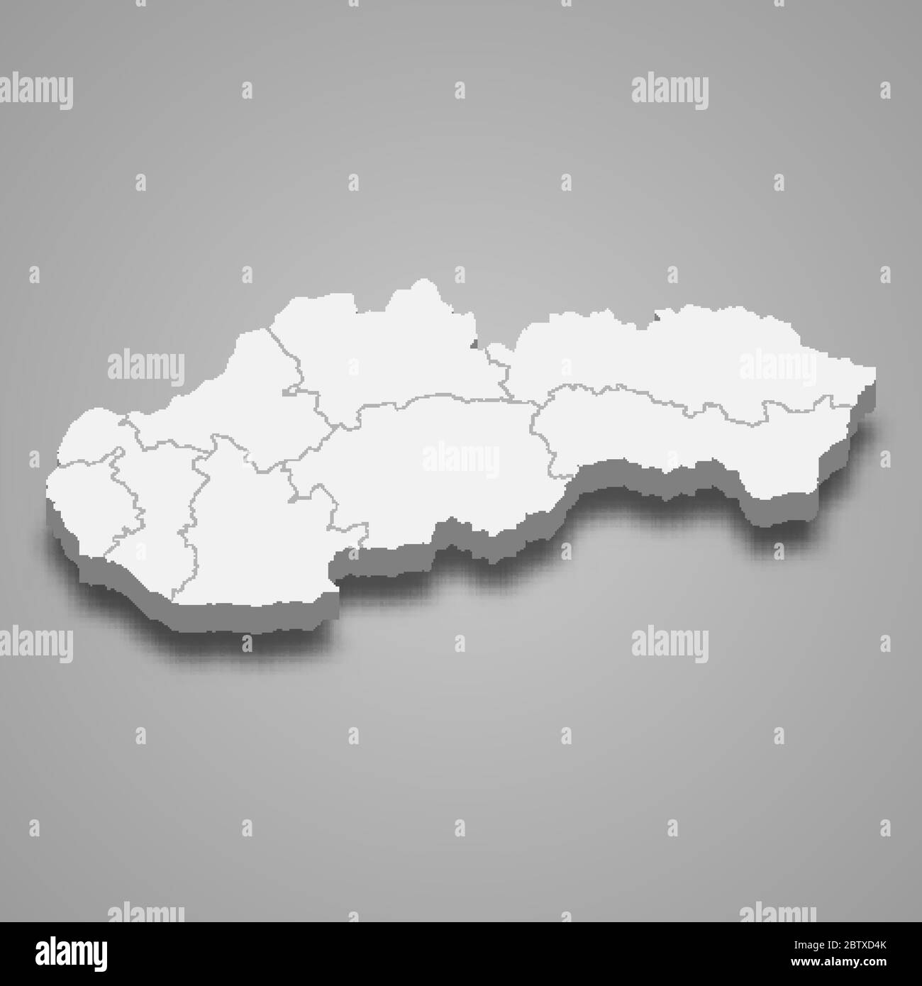 3d map of Slovakia with borders of regions Stock Vector Image & Art - Alamy
