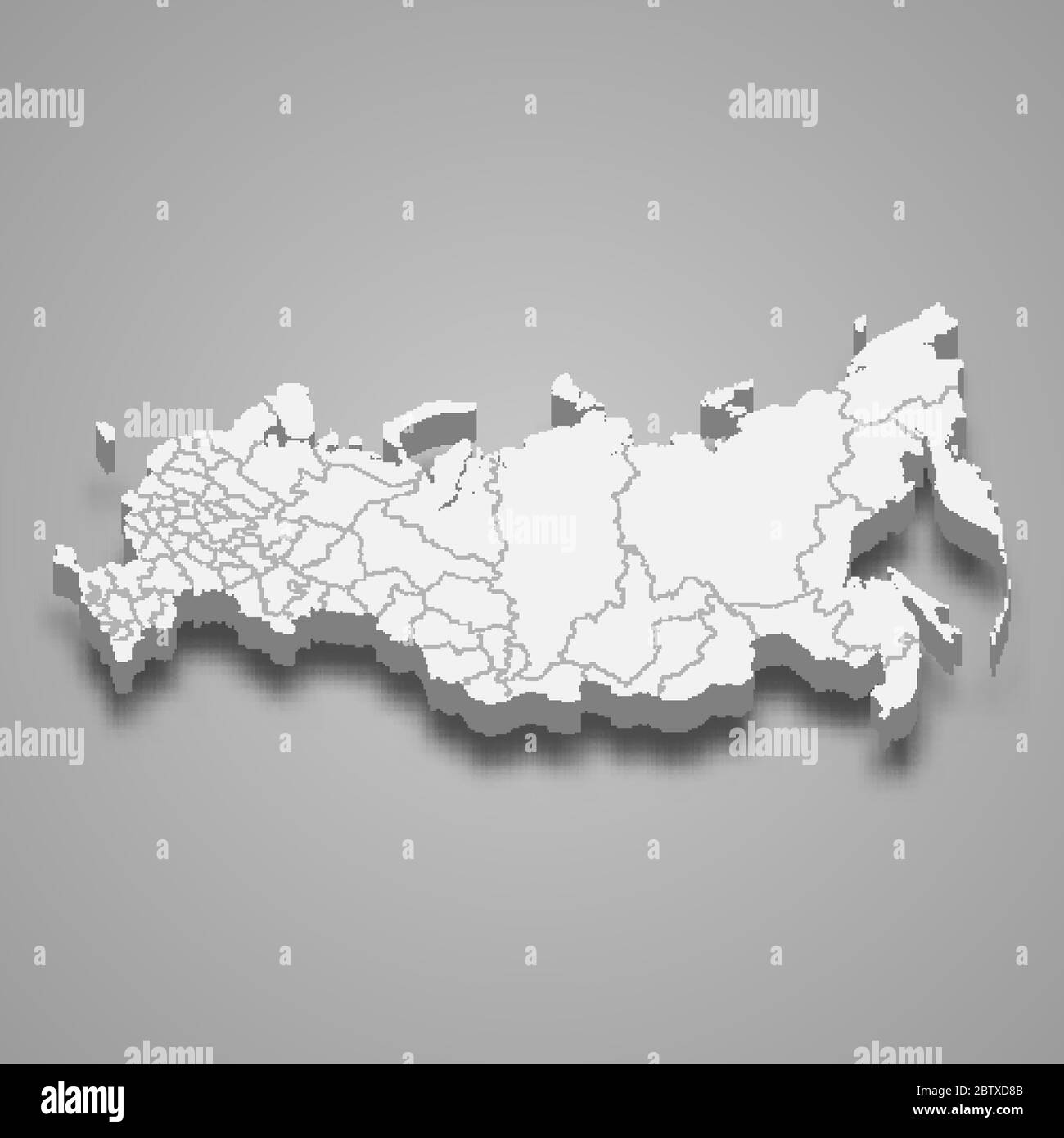 3d map of Russia with borders of regions Stock Vector Image & Art - Alamy