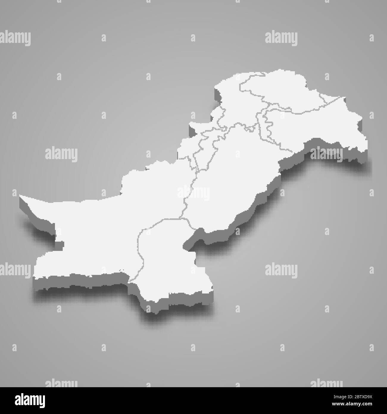 3d map of Pakistan with borders of regions Stock Vector Image & Art - Alamy