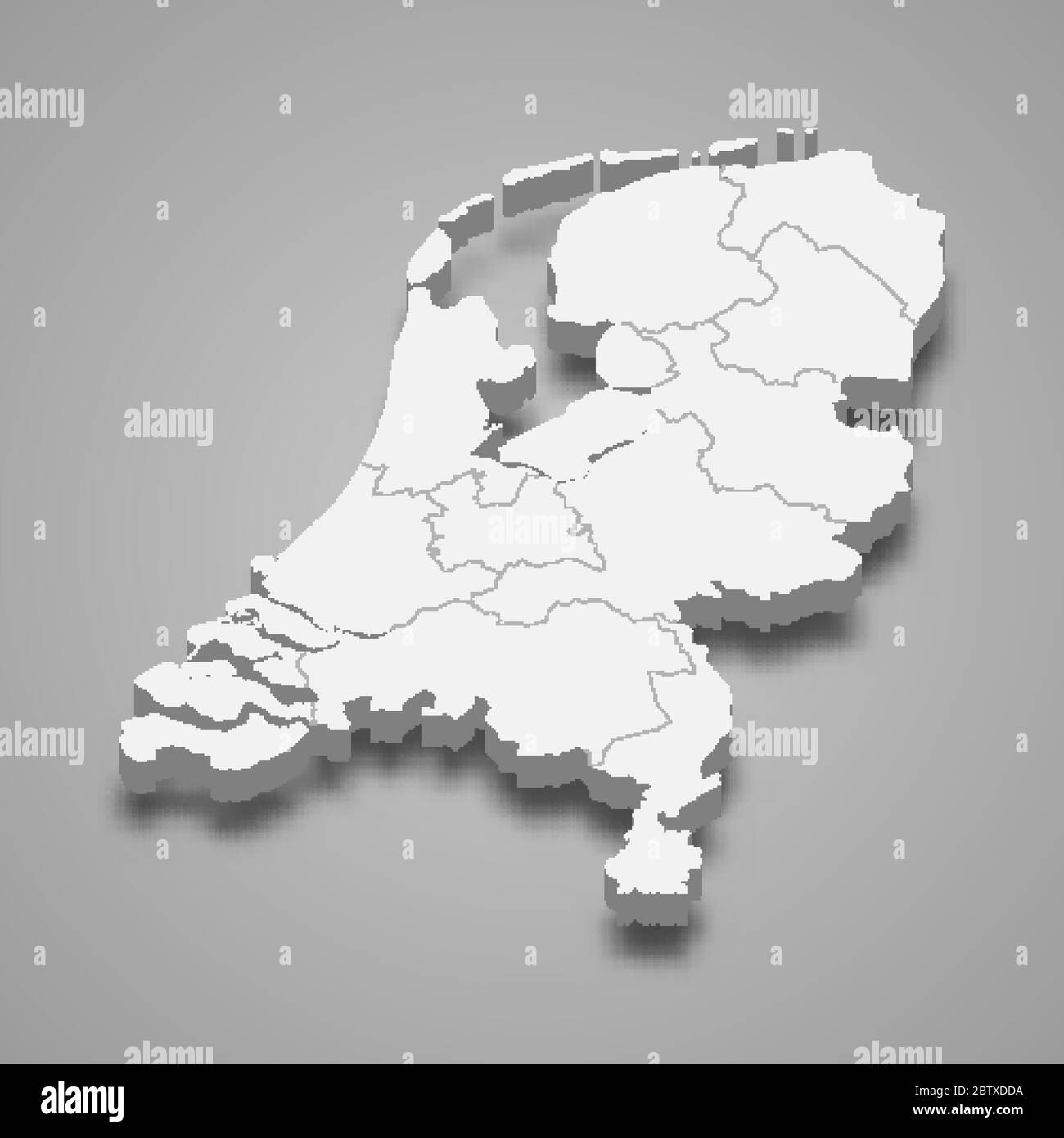 3d map of Netherlands with borders of regions Stock Vector Image & Art ...