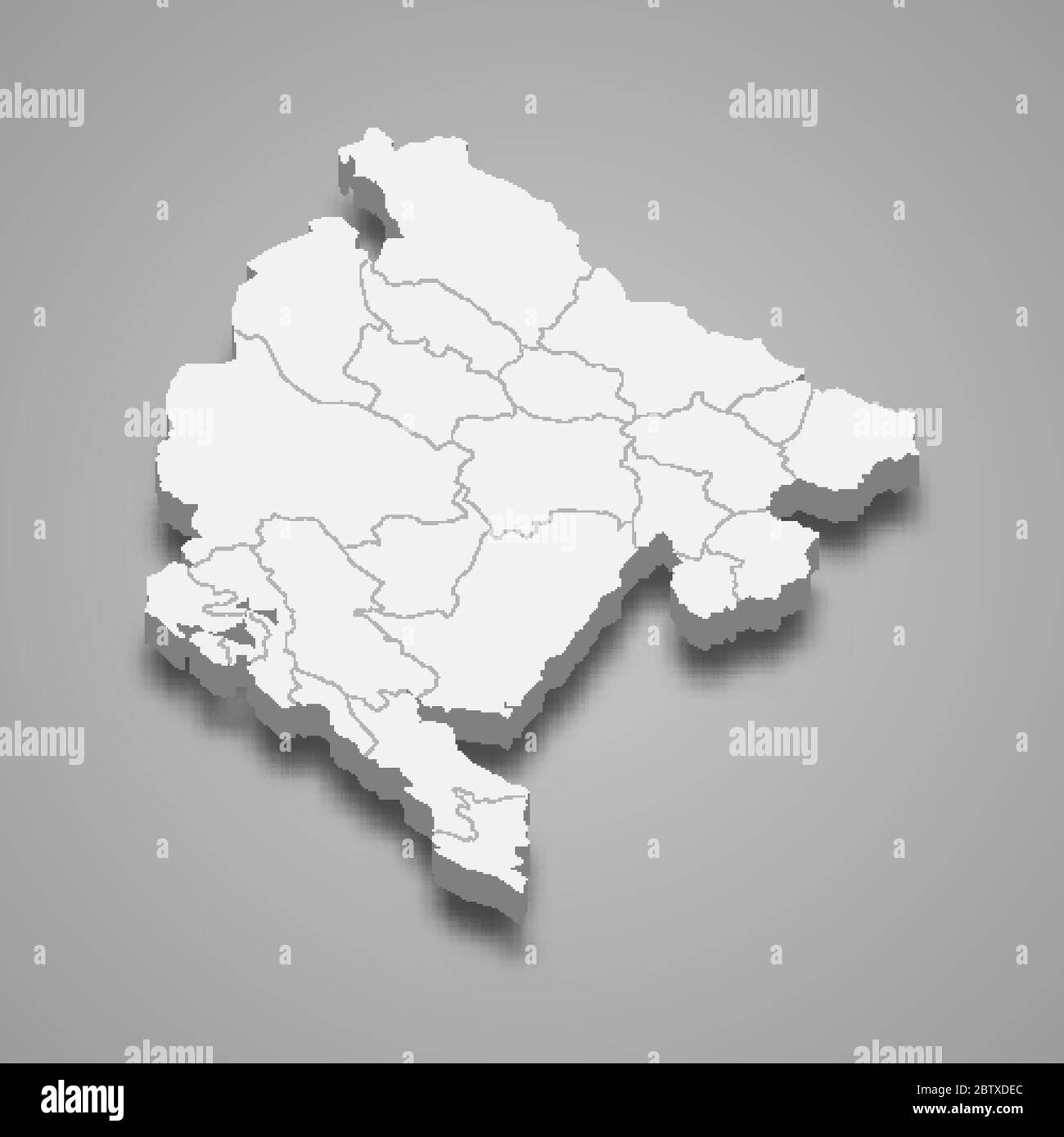 3d map of Montenegro with borders of regions Stock Vector Image & Art ...