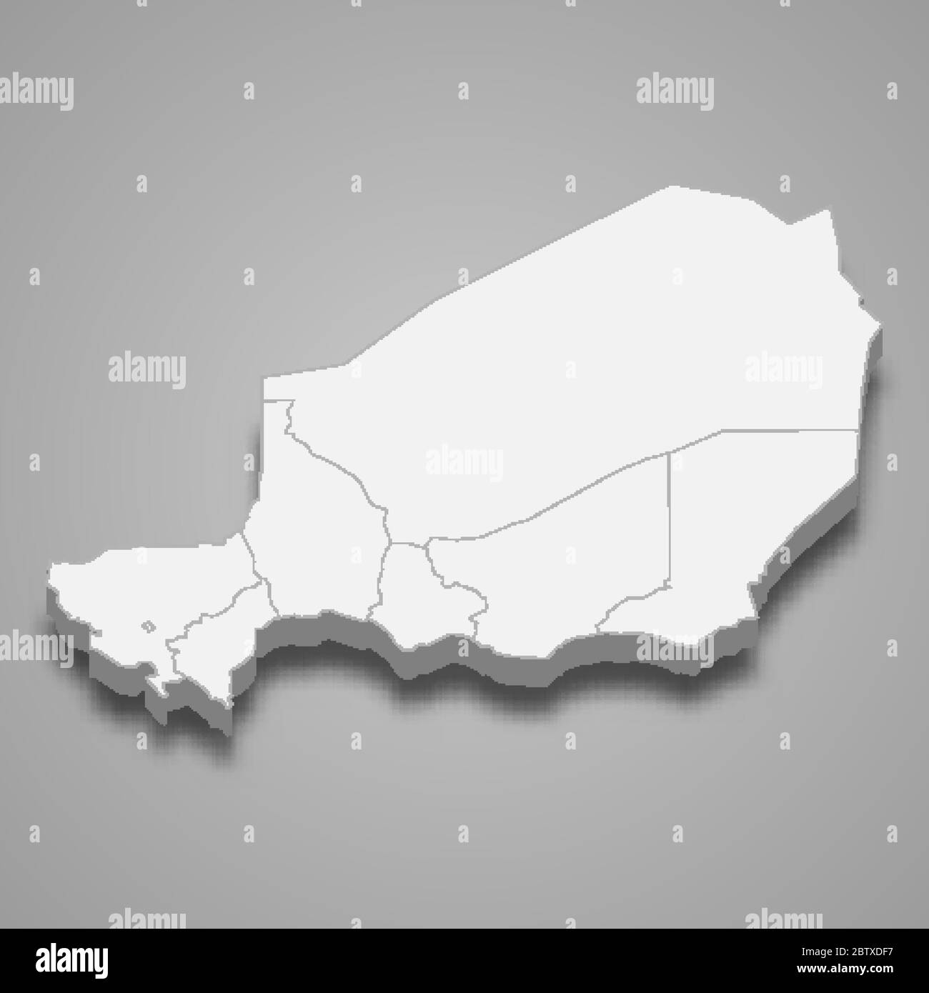 3d map of Niger with borders of regions Stock Vector Image & Art - Alamy