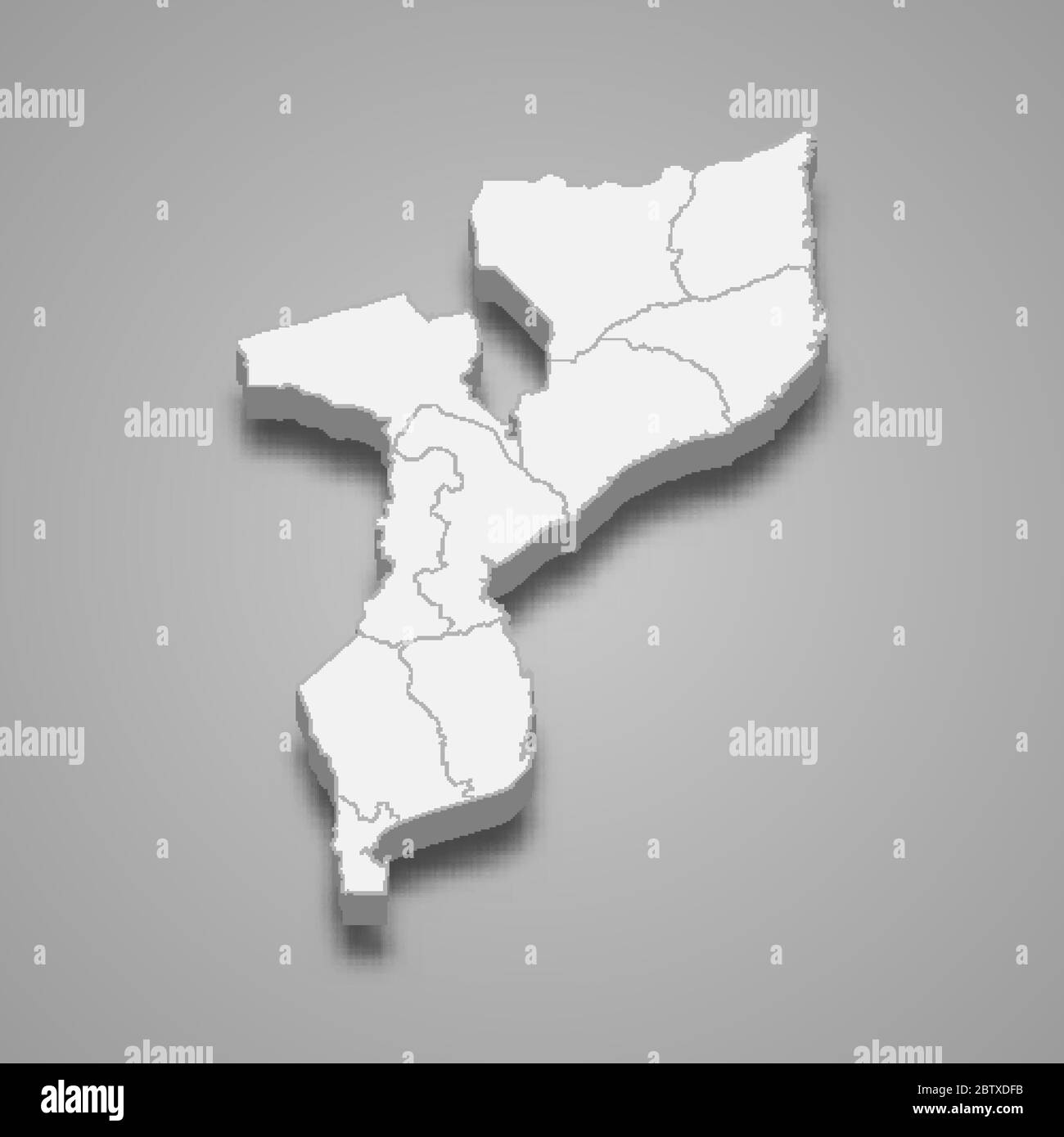 3d map of Mozambique with borders of regions Stock Vector Image & Art ...