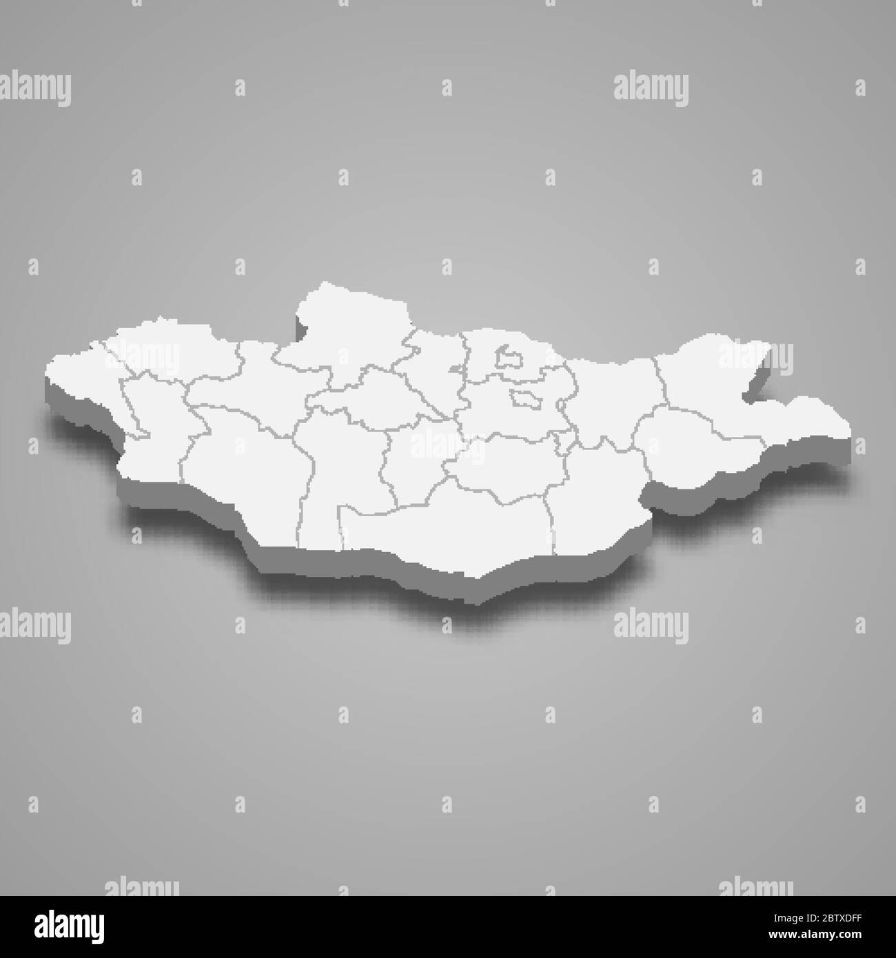 3d map of Mongolia with borders of regions Stock Vector Image & Art - Alamy