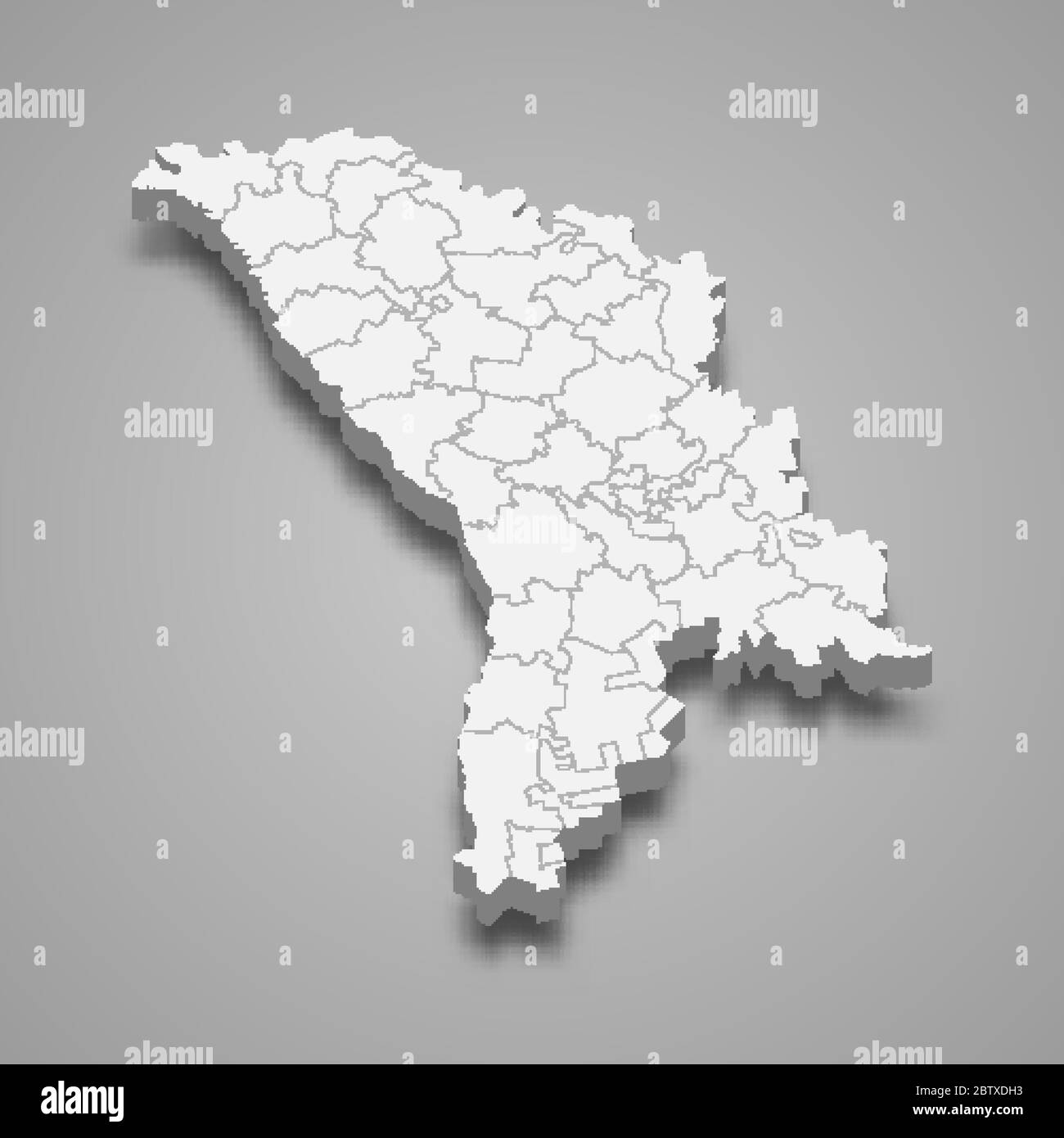 3d map of Moldova with borders of regions Stock Vector Image & Art - Alamy