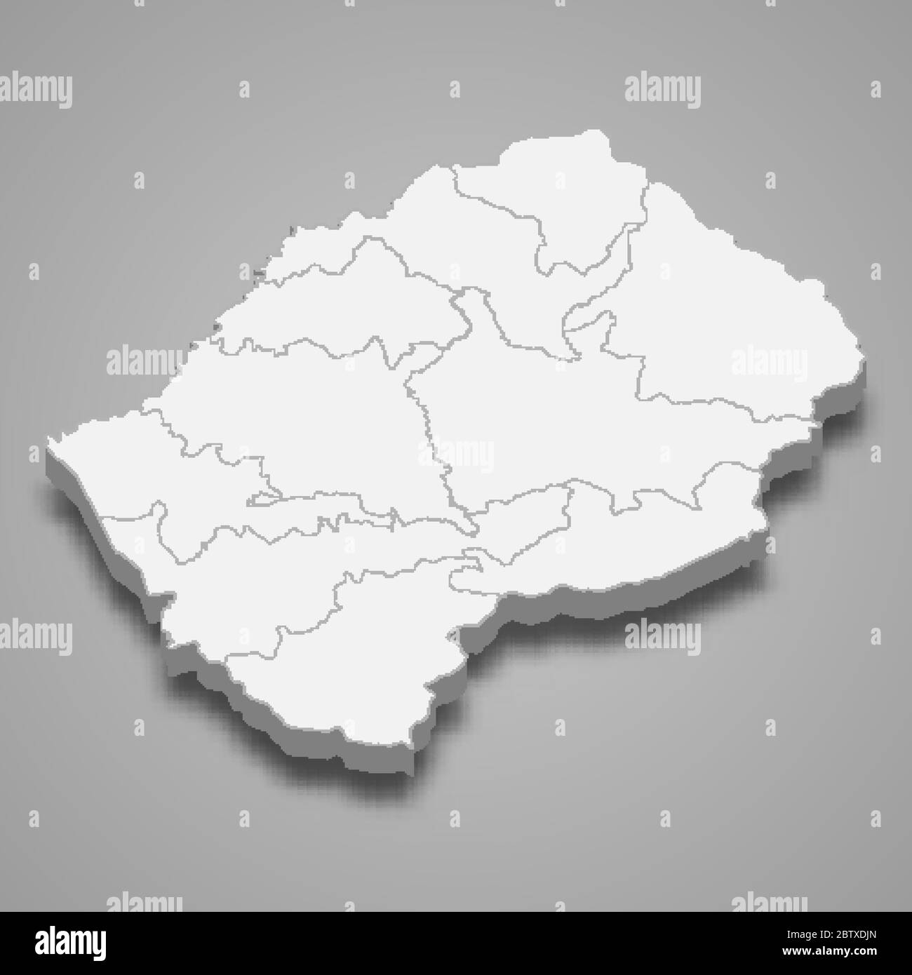 3d map of Lesotho with borders of regions Stock Vector Image & Art - Alamy