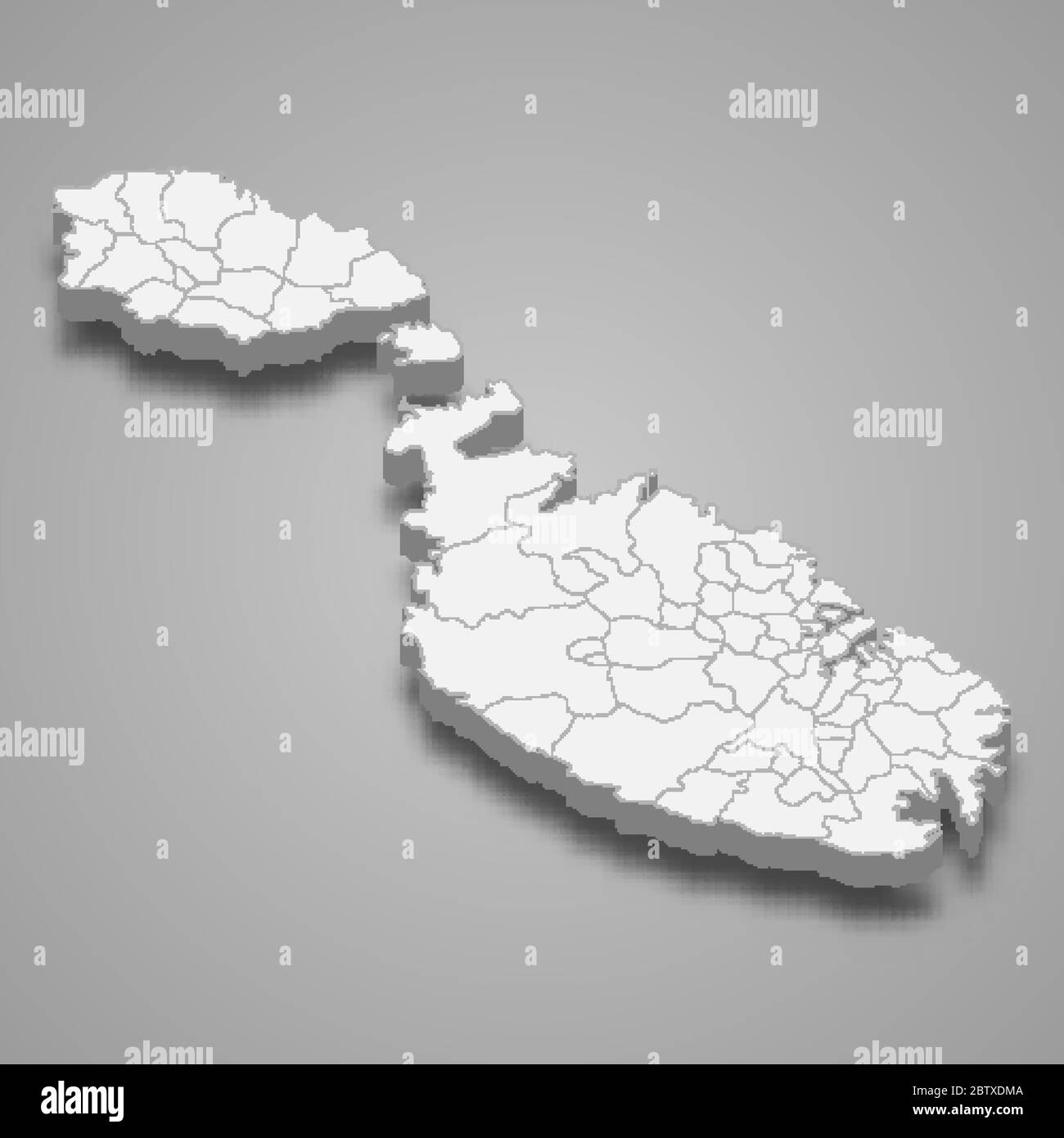 3d map of Malta with borders of regions Stock Vector Image & Art - Alamy