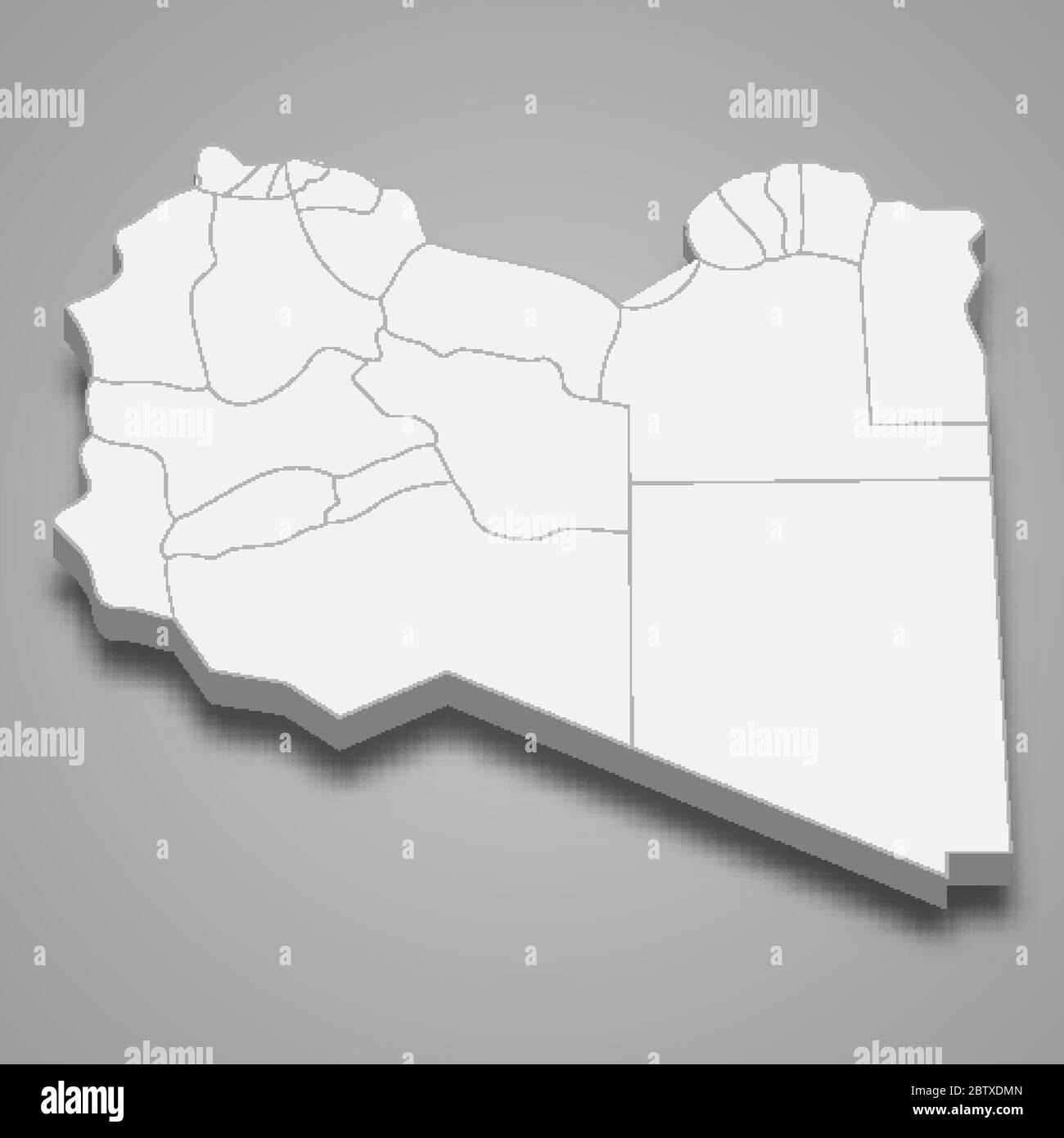 3d map of Libya with borders of regions Stock Vector Image & Art - Alamy