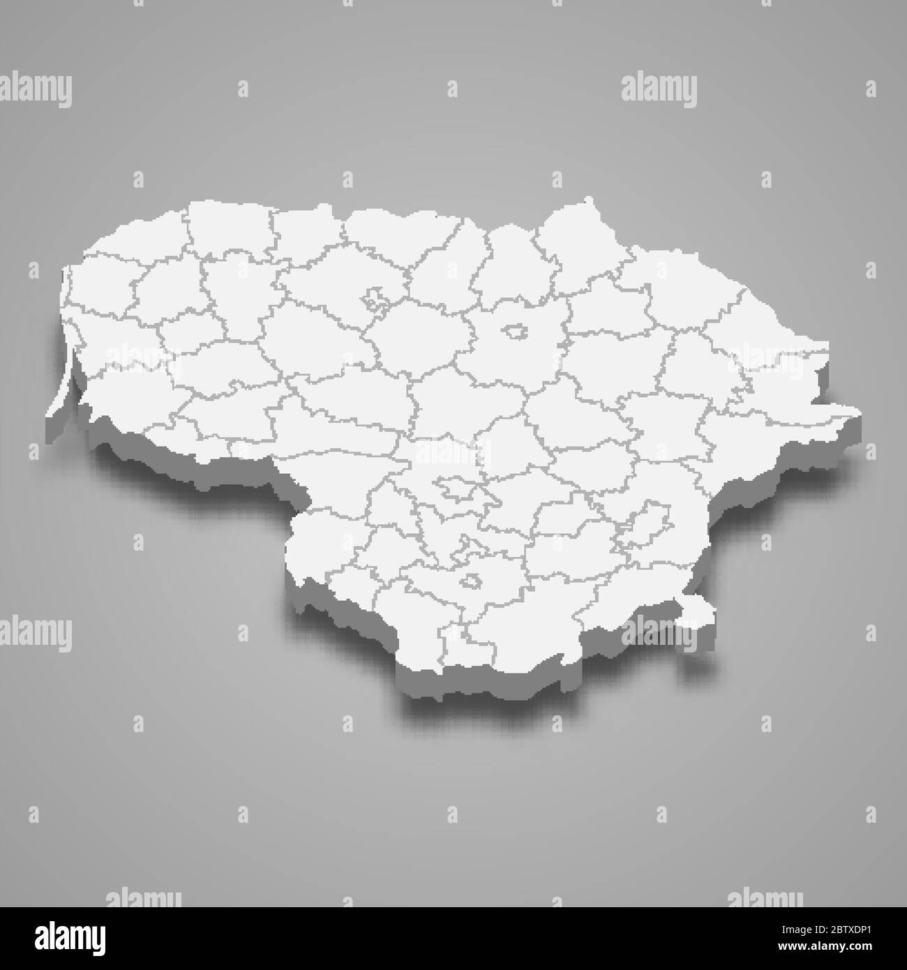 3d map of Lithuania with borders of regions Stock Vector Image & Art ...