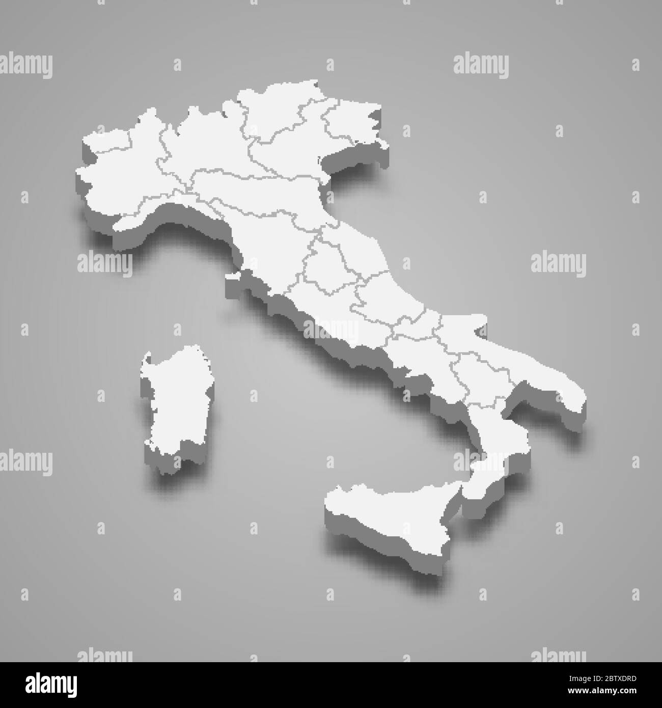 3d map of Italy with borders of regions Stock Vector Image & Art - Alamy