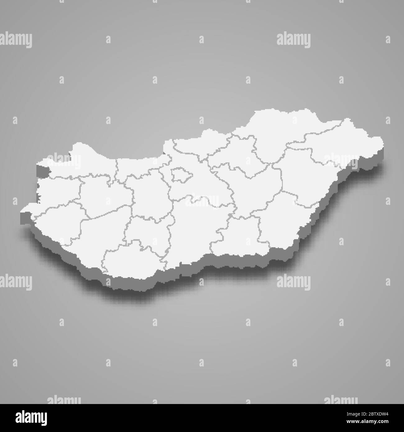 3d map of Hungary with borders of regions Stock Vector Image & Art - Alamy