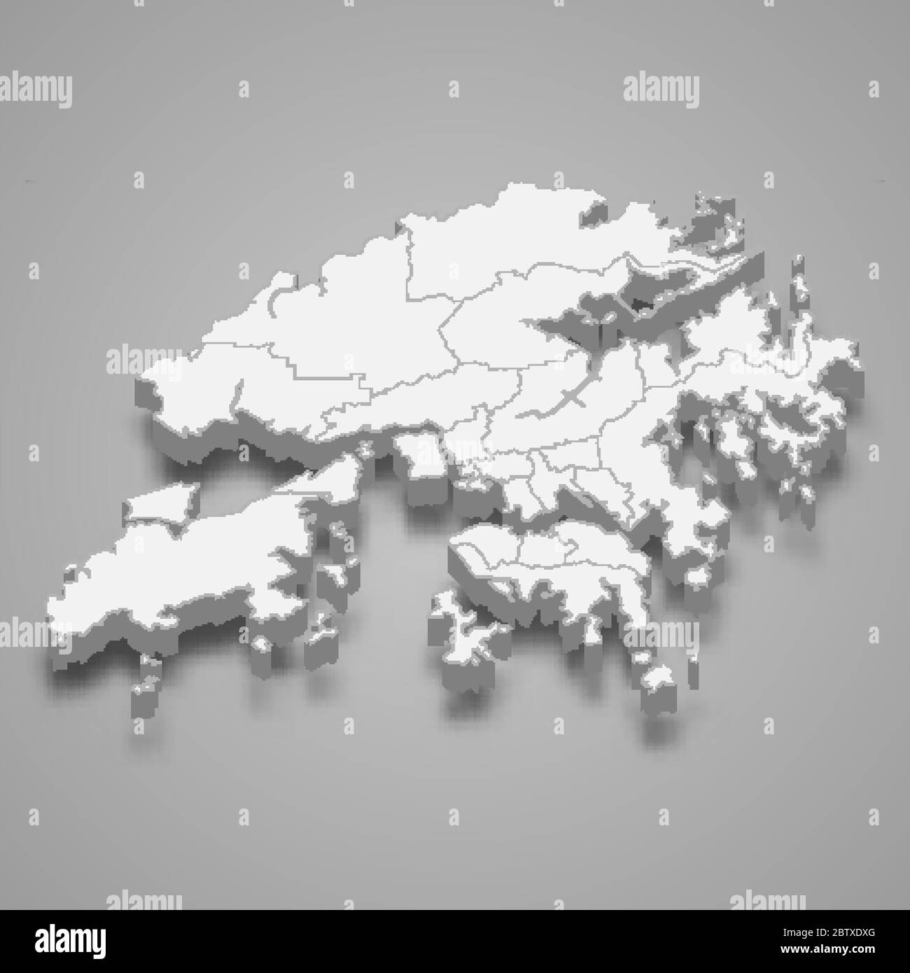 3d map of Hong Kong with borders of regions Stock Vector Image & Art - Alamy