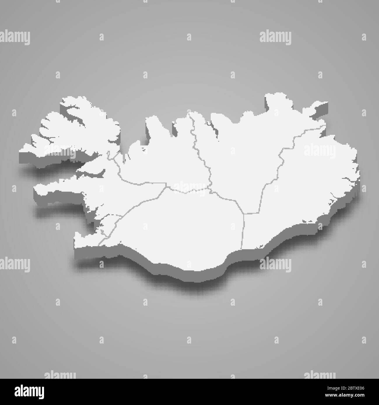3d map of Iceland with borders of regions Stock Vector Image & Art - Alamy