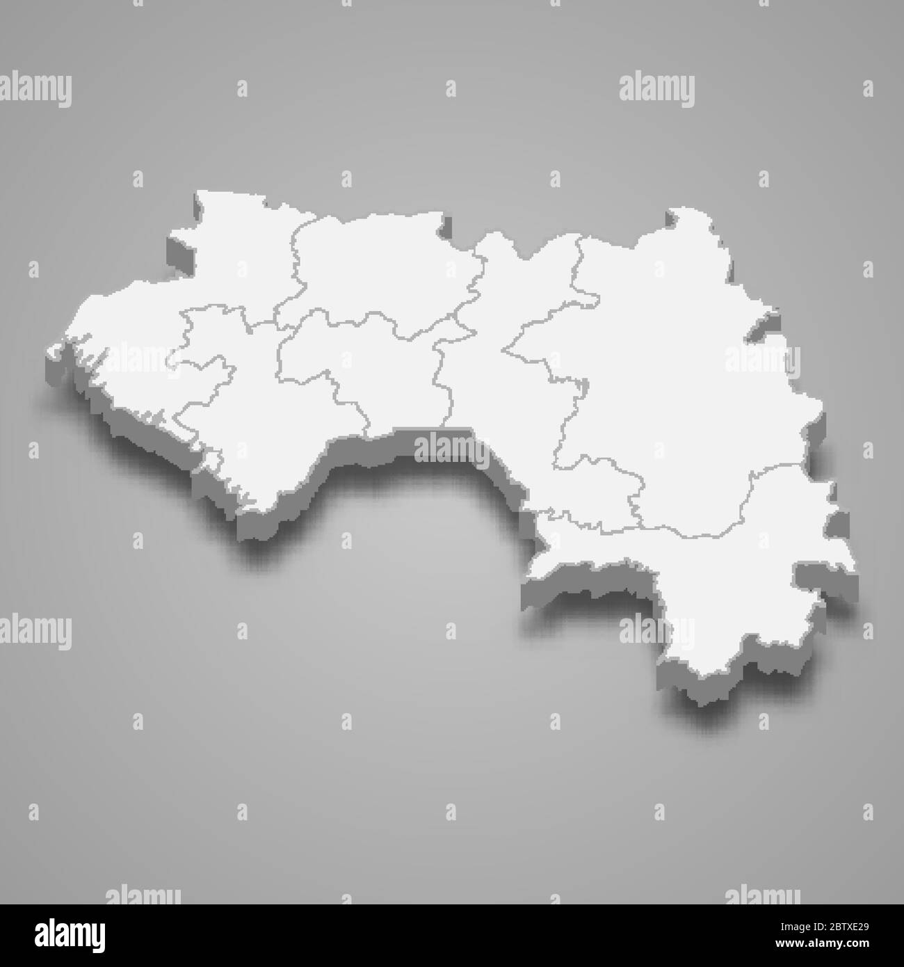 3d map of Guinea with borders of regions Stock Vector Image & Art - Alamy