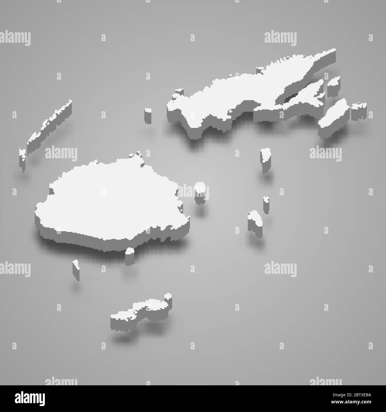 3d map of Fiji with borders of regions Stock Vector Image & Art - Alamy