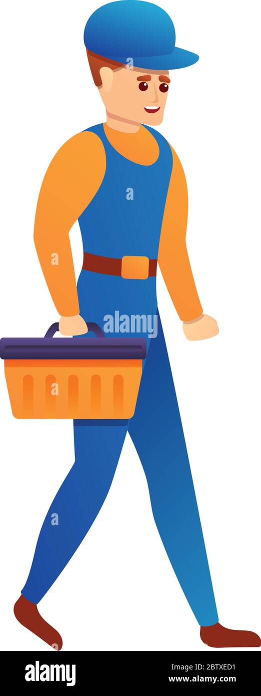Man take tool box icon. Cartoon of man take tool box vector icon for ...