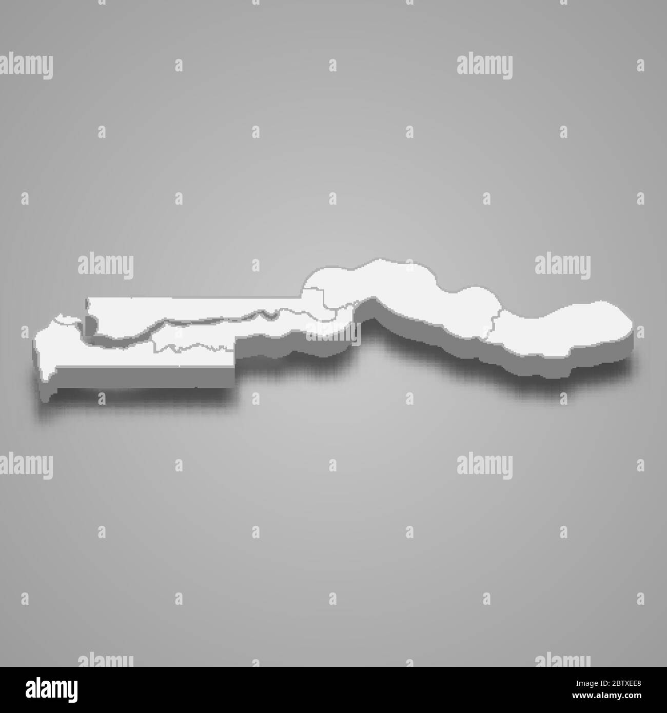 3d map of Gambia with borders of regions Stock Vector Image & Art - Alamy