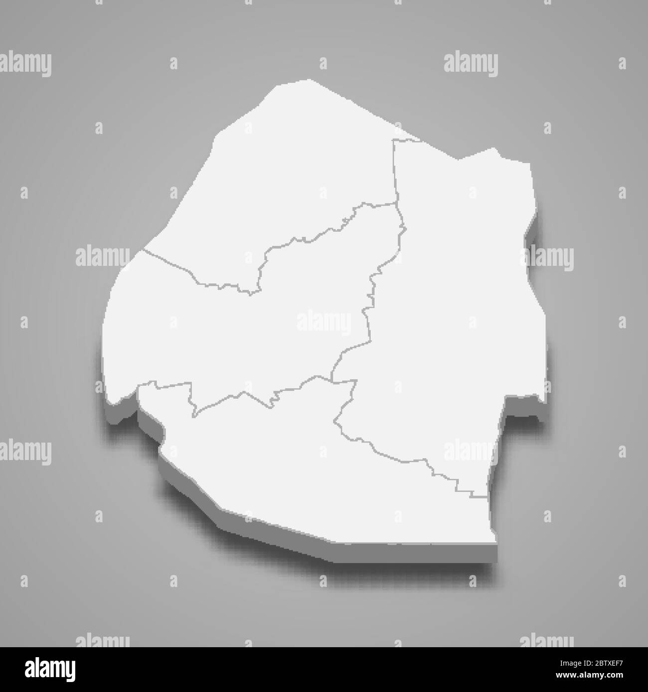 3d map of Eswatini with borders of regions Stock Vector Image & Art - Alamy