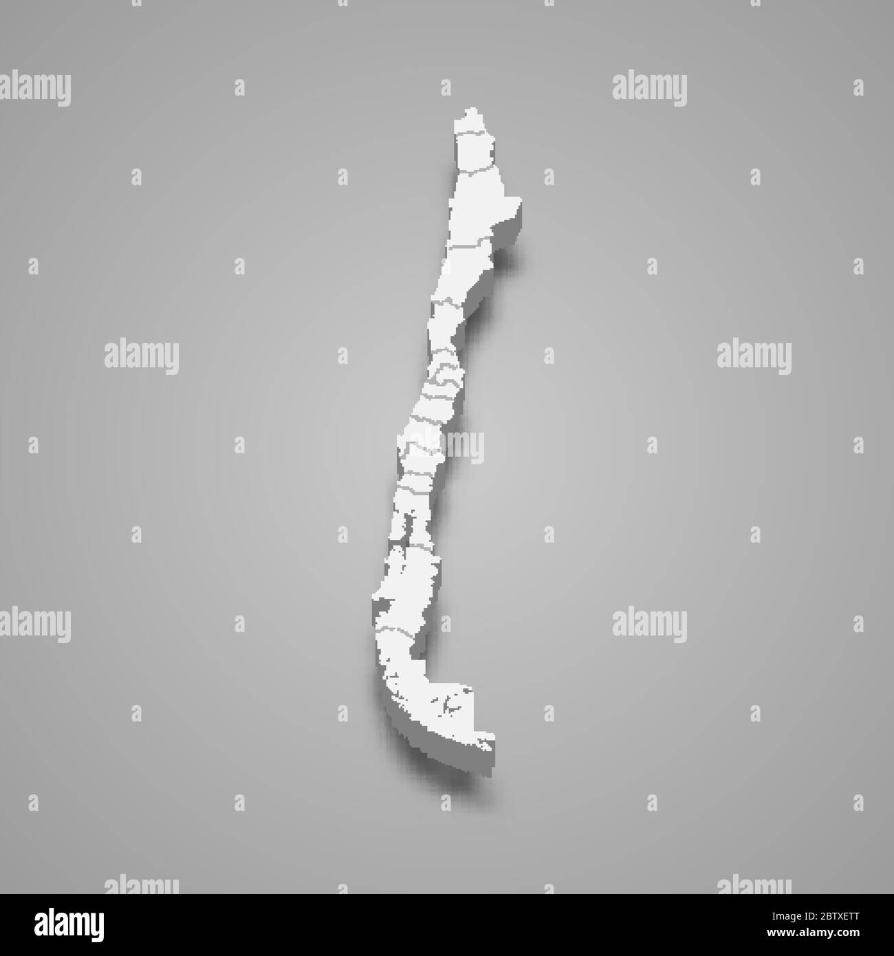 3d map of Chile with borders of regions Stock Vector Image & Art - Alamy