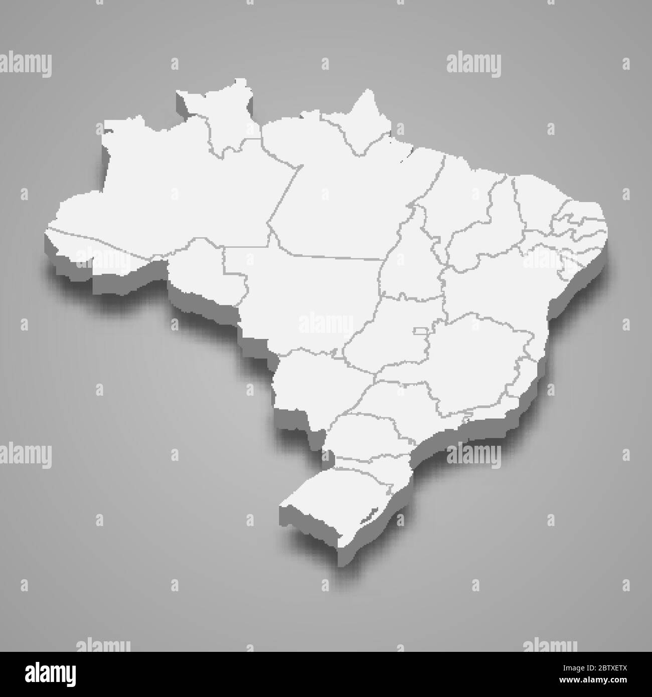 3d map of Brazil with borders of regions Stock Vector Image & Art - Alamy
