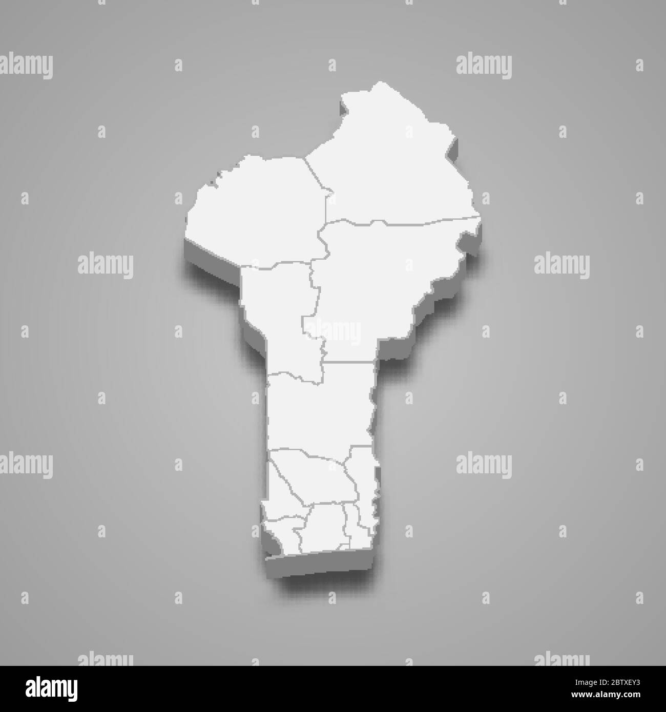 3d map of Benin with borders of regions Stock Vector Image & Art - Alamy