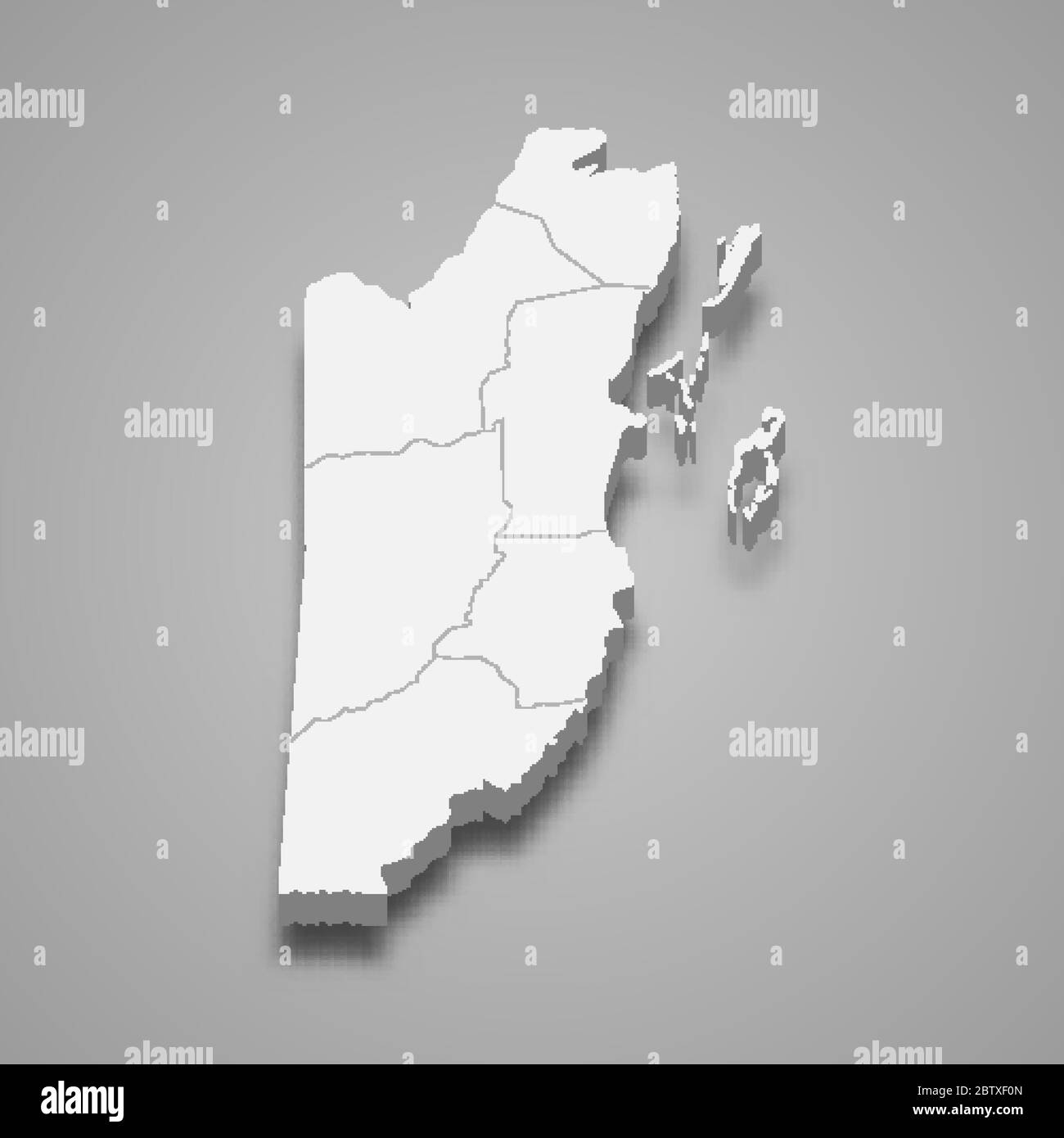 3d map of Belize with borders of regions Stock Vector Image & Art - Alamy