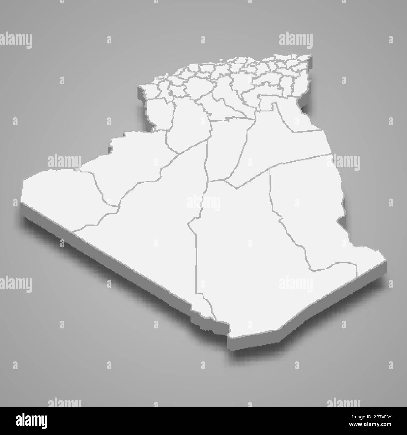 3d map of Algeria with borders of regions Stock Vector Image & Art - Alamy