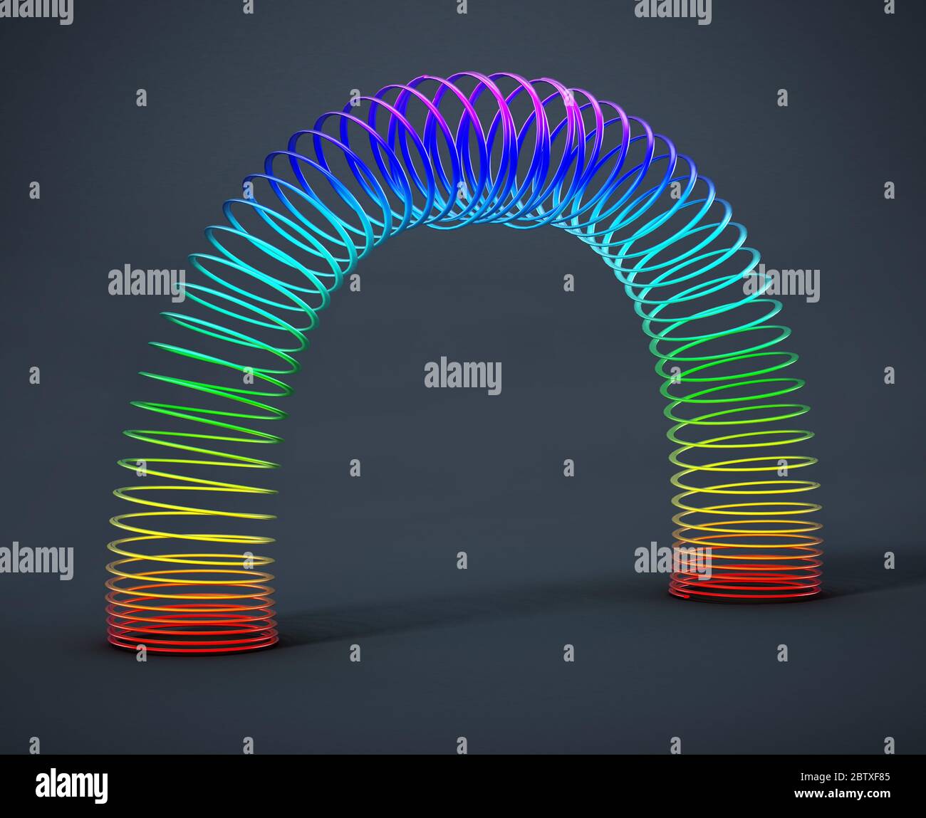 Rainbow colored wire spiral toy. 3D illustration Stock Photo - Alamy