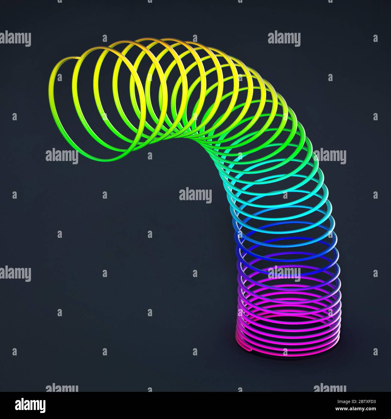 Rainbow colored wire spiral toy. 3D illustration Stock Photo - Alamy