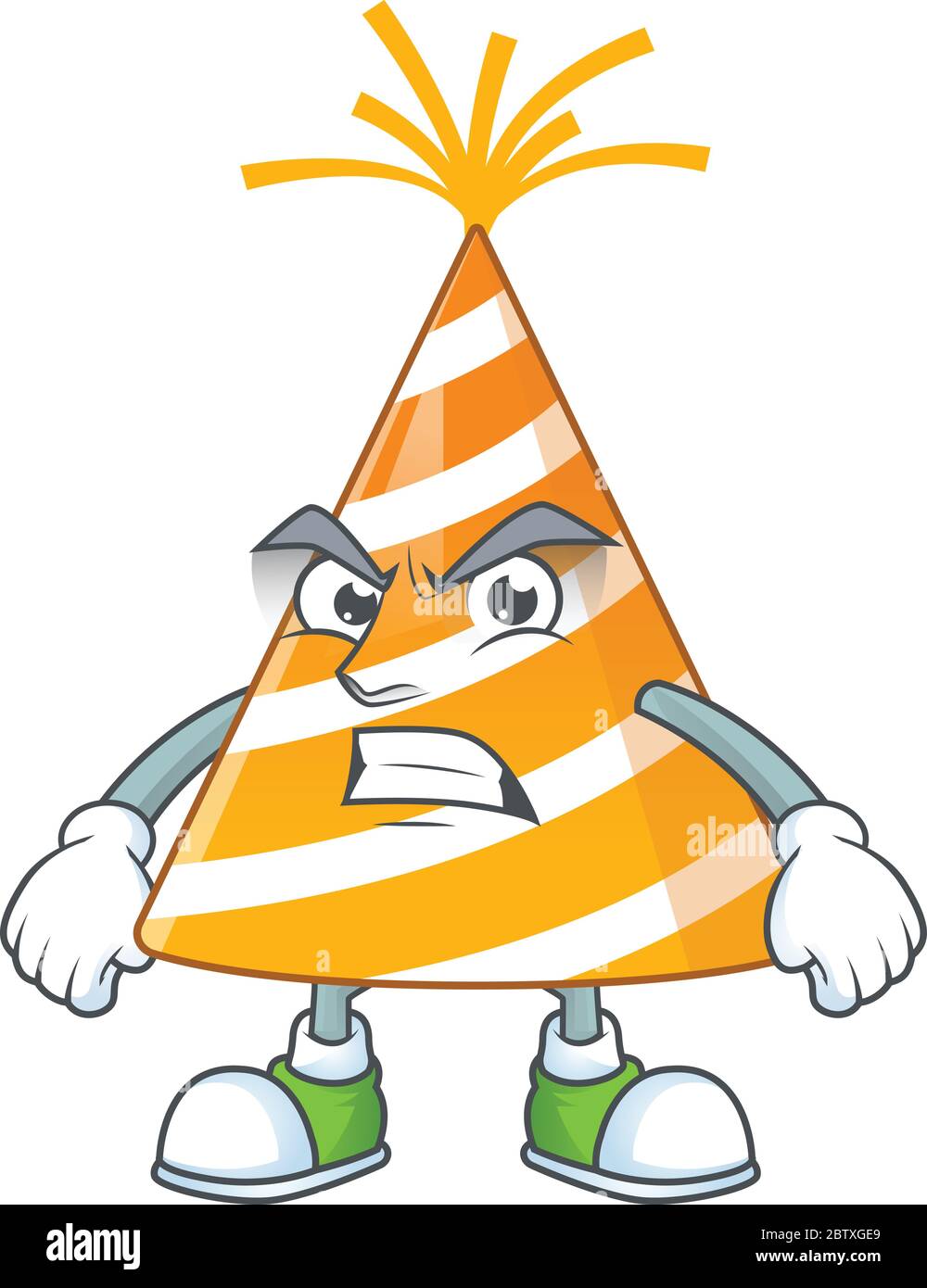 cartoon drawing of yellow party hat showing angry face Stock Vector ...