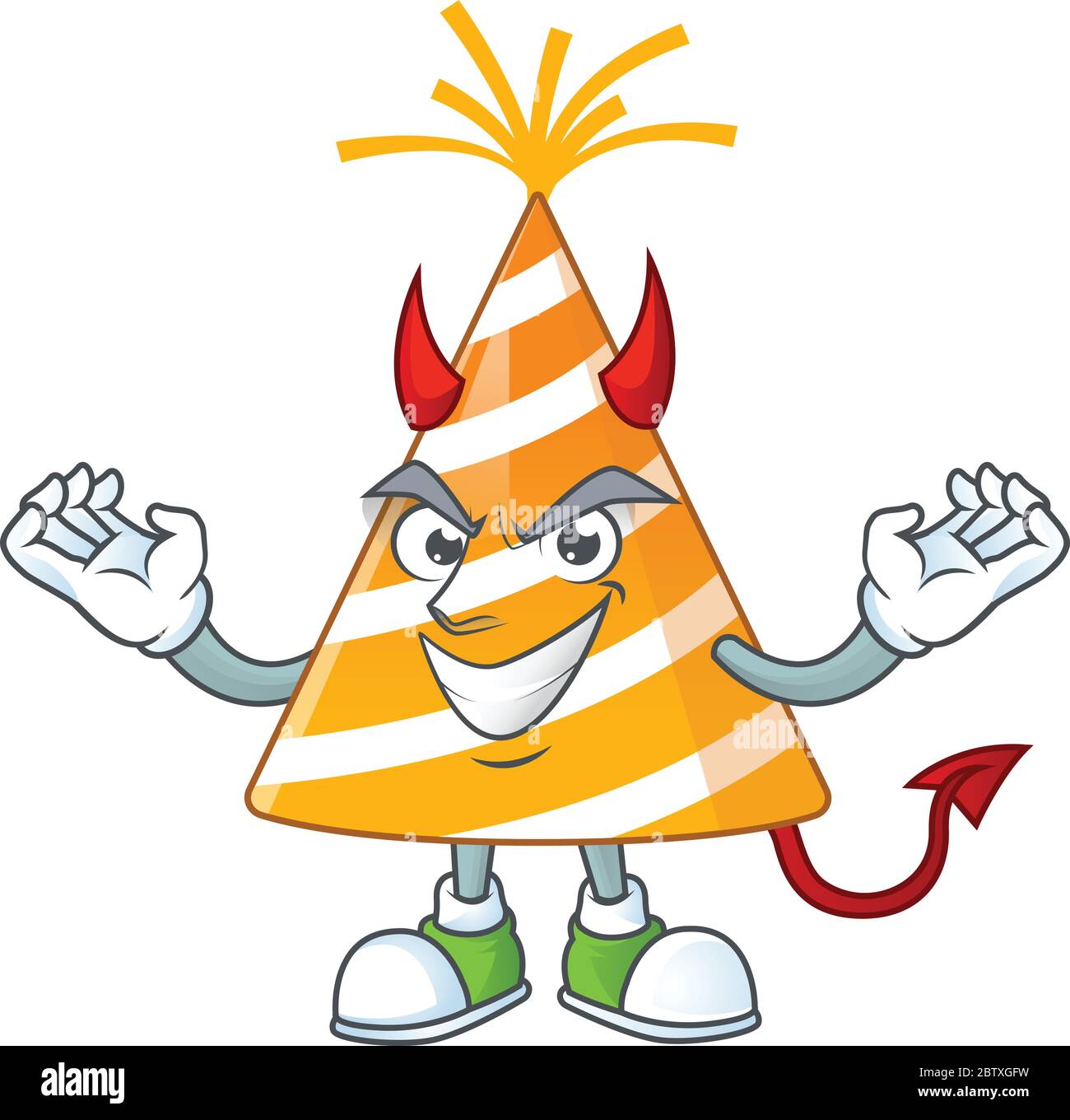 A cartoon image of yellow party hat as a devil character Stock Vector ...