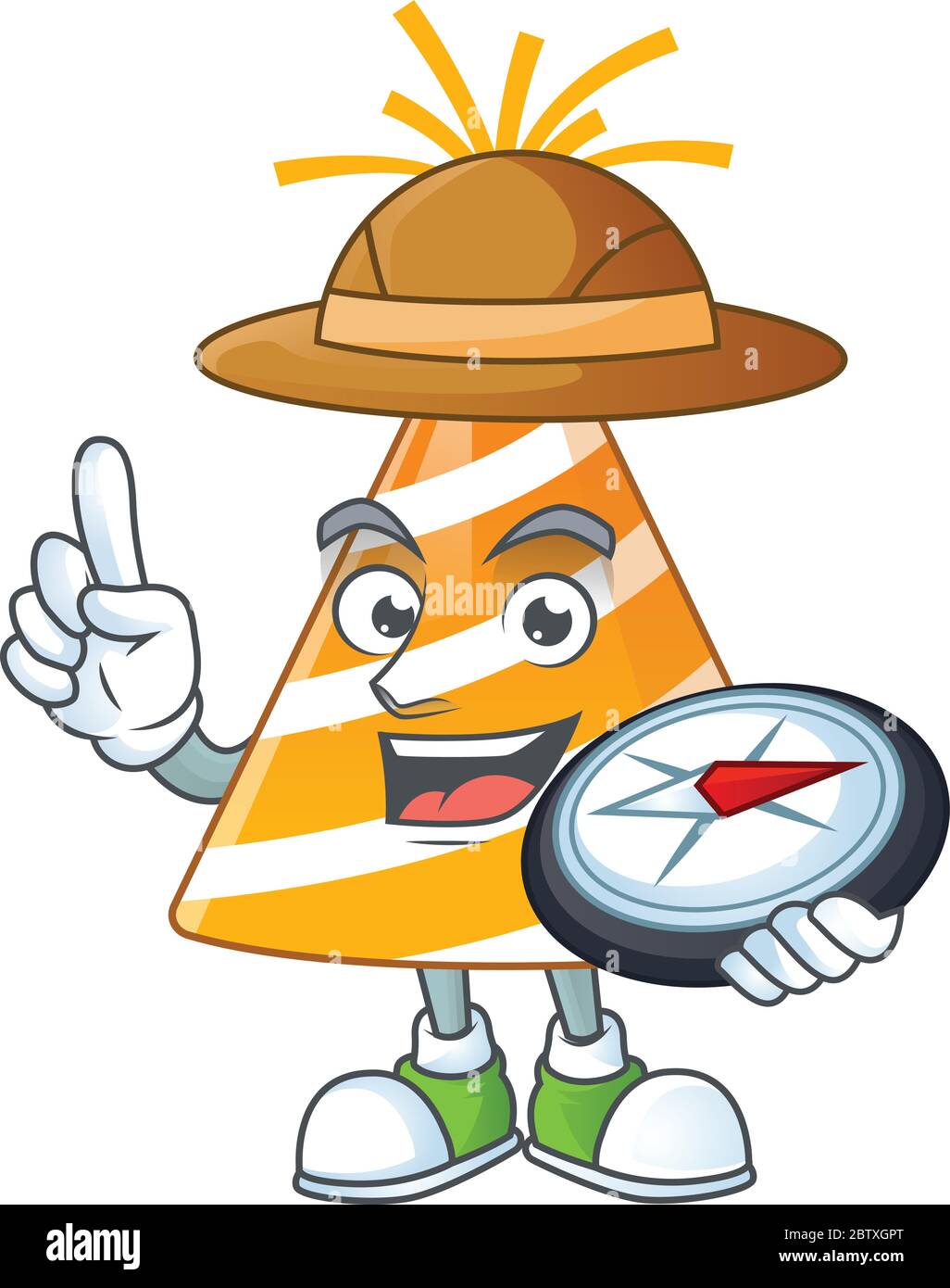 Experience explorer of yellow party hat cartoon character style using ...