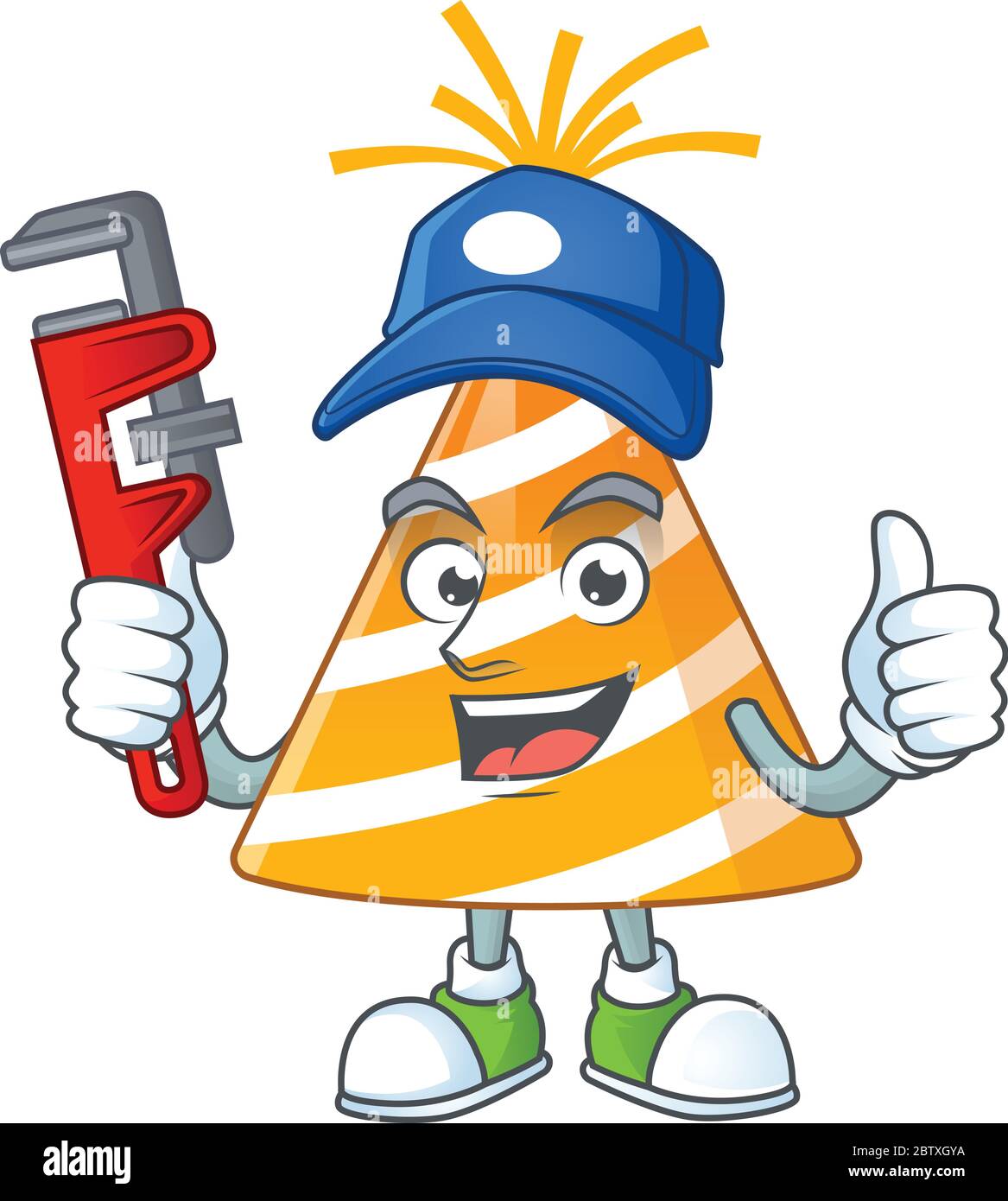 Yellow party hat Cartoon drawing concept work as smart Plumber Stock ...