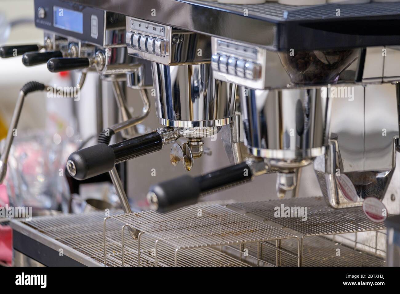 Professional coffee machine details in a cafe Stock Photo - Alamy